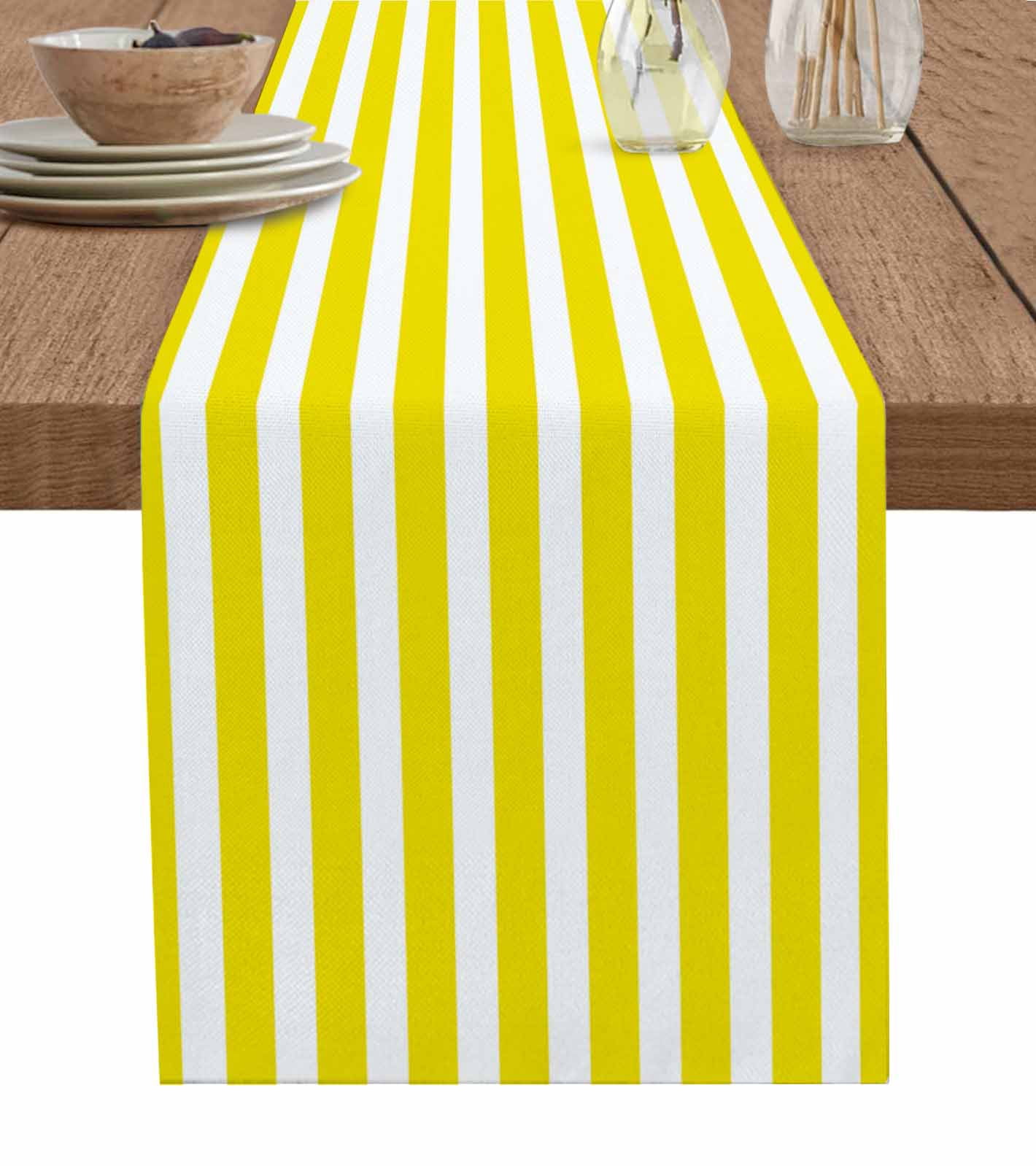 Yellow Striped Table Runner Modern Farmhouse Yellow White Stripes ...