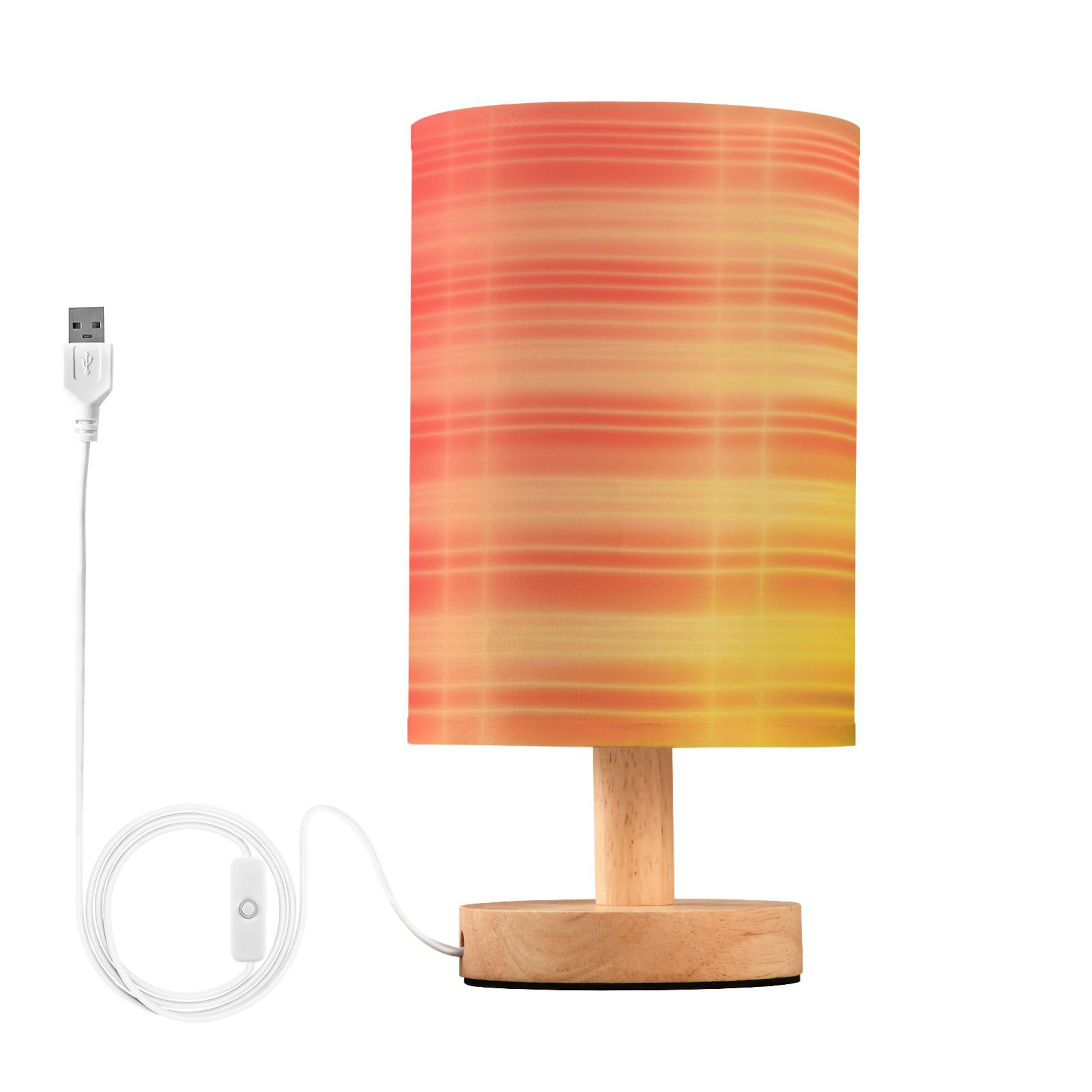 Yellow Stripes Bedside Table Lamp LED Warm Lights with USB Charging ...