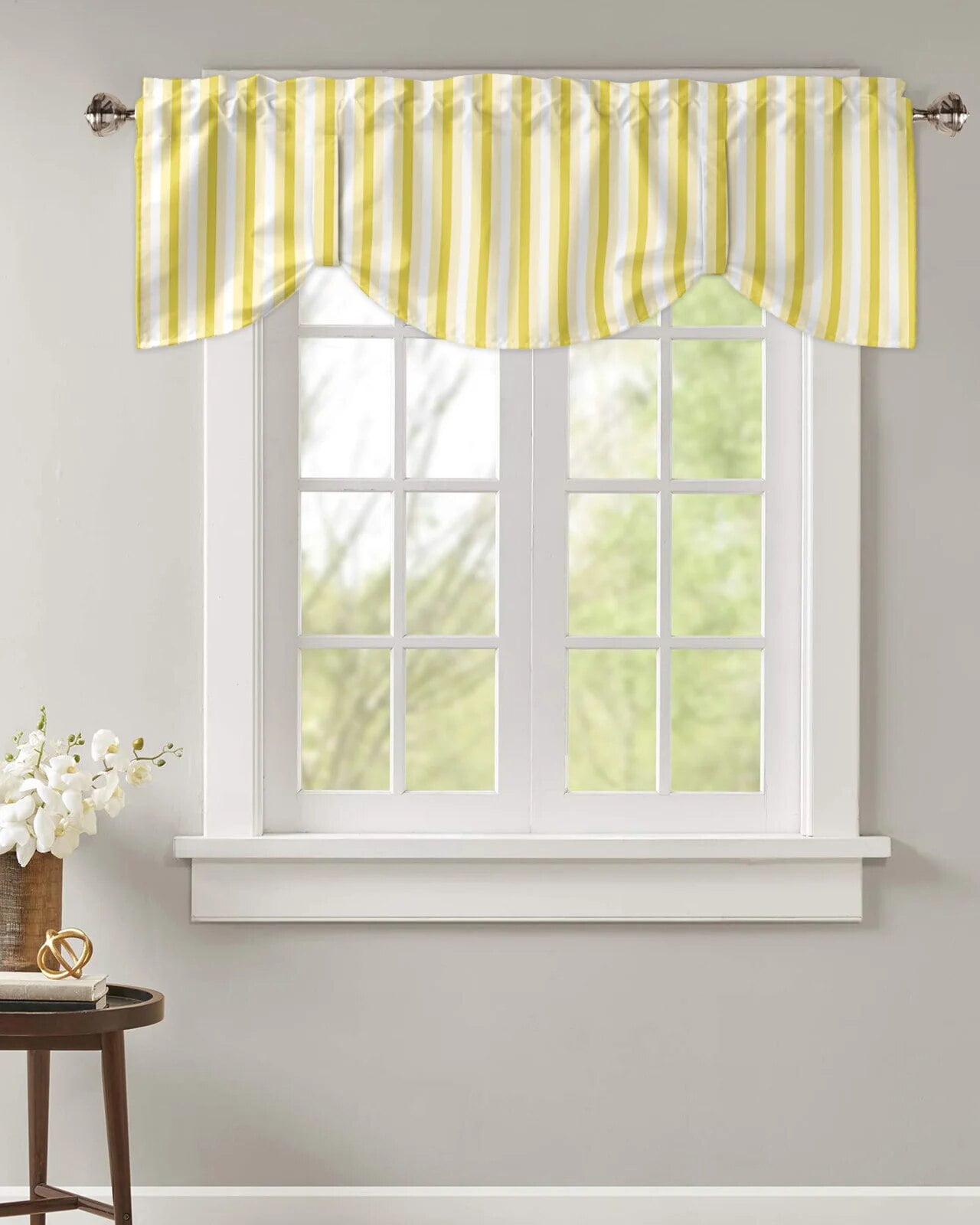 Yellow Stripes Gradient Window Curtain Bedroom Roman Curtain Adjustable ...