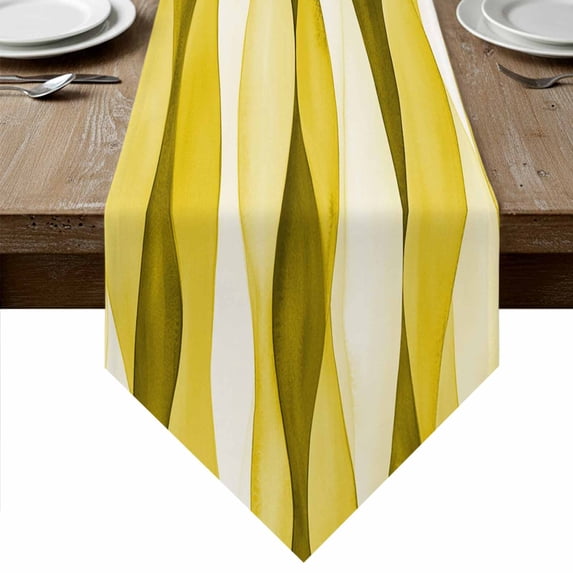 Yellow Stripes Table Runner Linen Burlap Table Runner 72 Inches Long ...