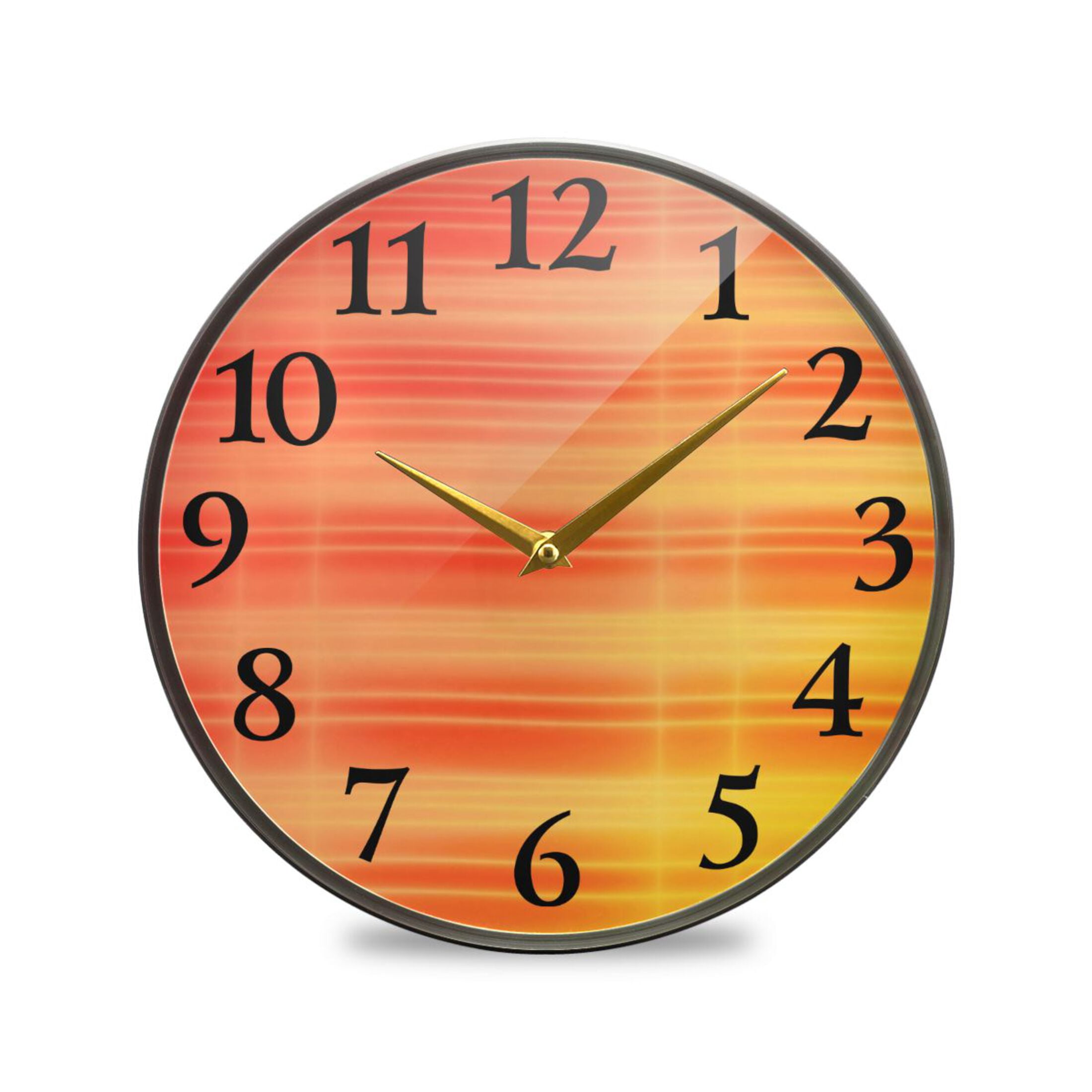 Yellow Stripes Wall Clocks Battery Operated 11.9 Inch Round Clock ...