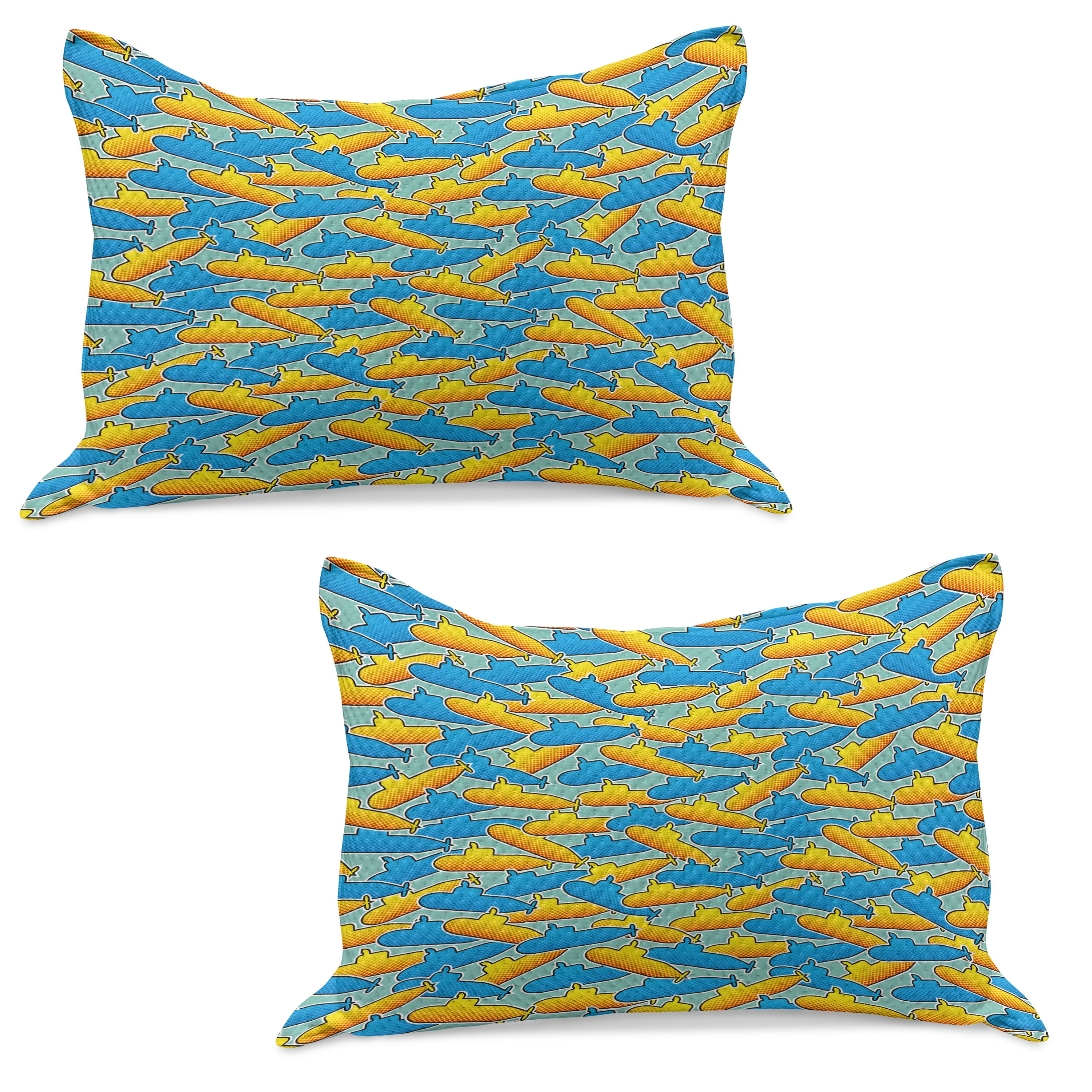 Yellow Submarine Knitted Quilt Pillowcover Set of 2, Pop Art Style ...