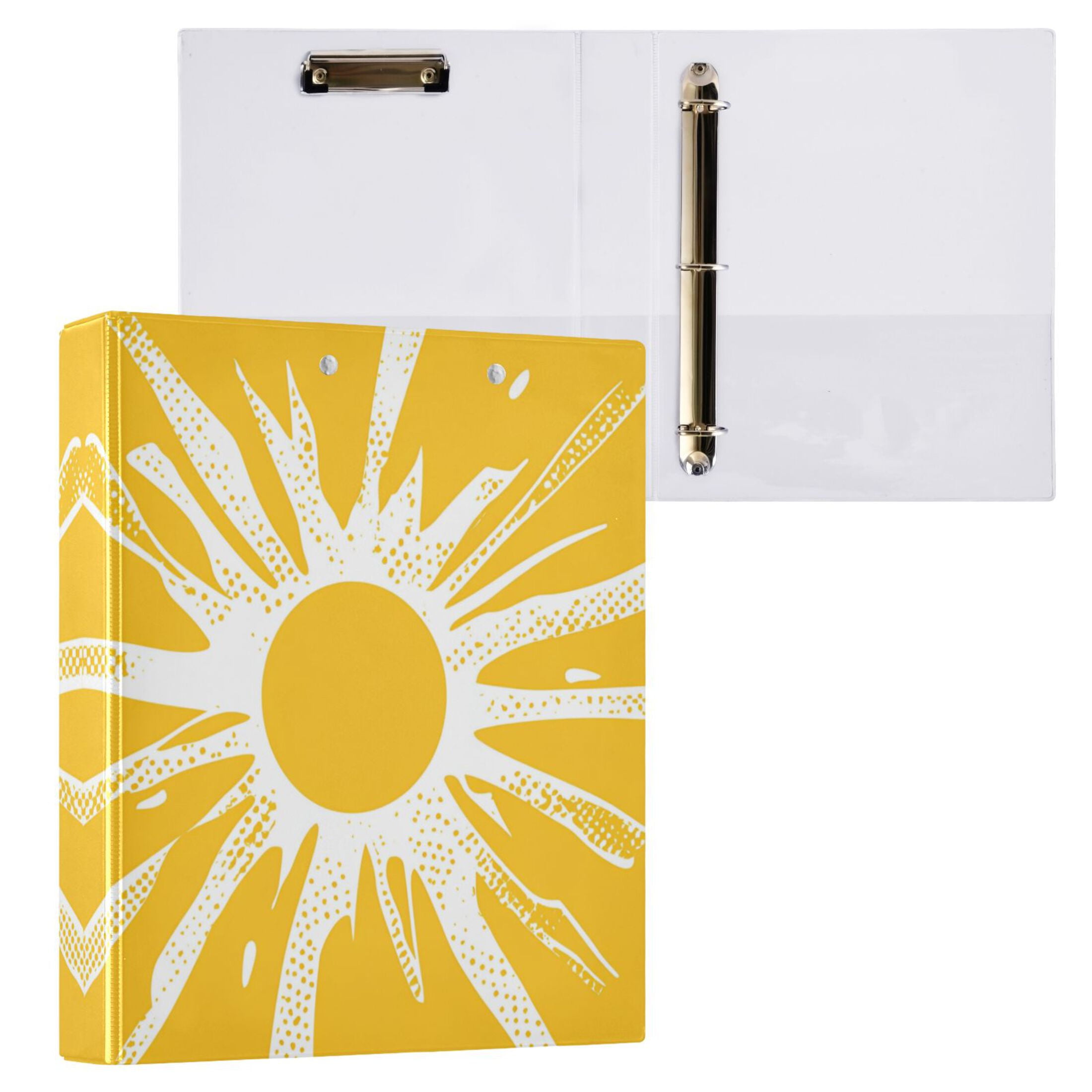 Yellow Sun Rays 3 Ring Hardcover Binders 1.5in Round Rings for Letter ...