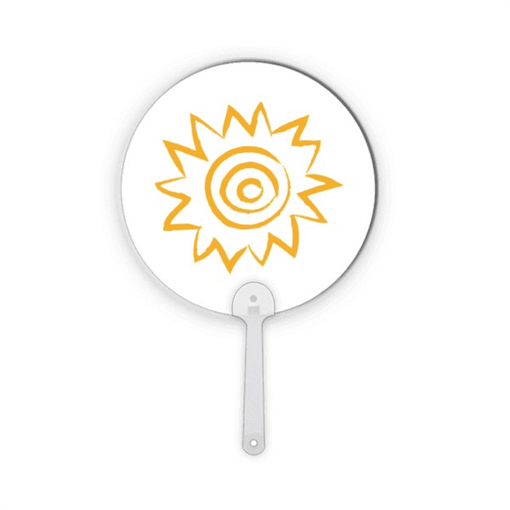 Yellow Sun Sunshine Hand Painting Plastic Round Handheld Fan ...