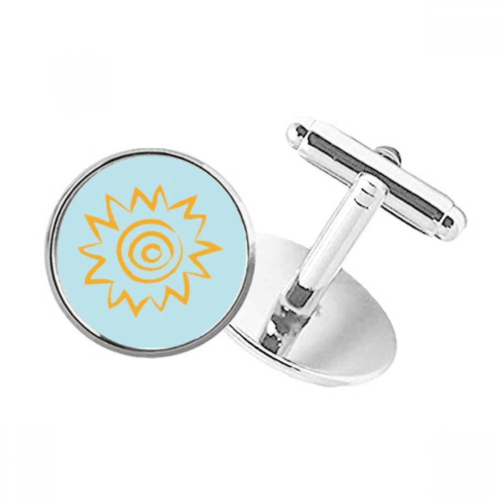 Yellow Sun Sunshine Hand Painting Round Button Cuff Clip Stud Cufflinks ...