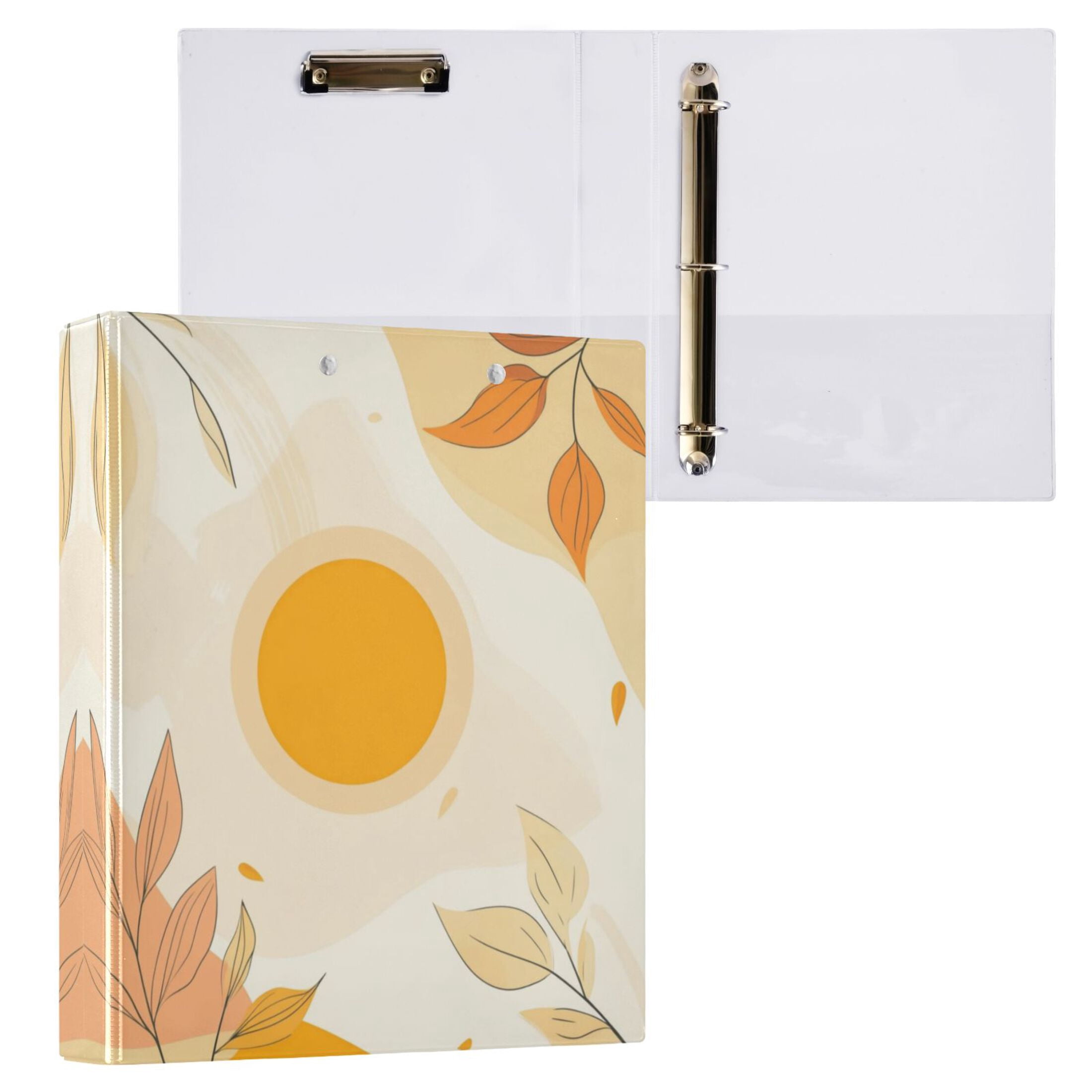 Yellow Sun and Leaves 3 Ring Hardcover Binders 1.5in Round Rings for ...