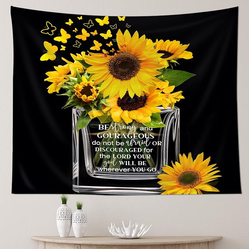 Yellow Sunflower Bible Verse Tapestry Floral Perfume Inspirational ...