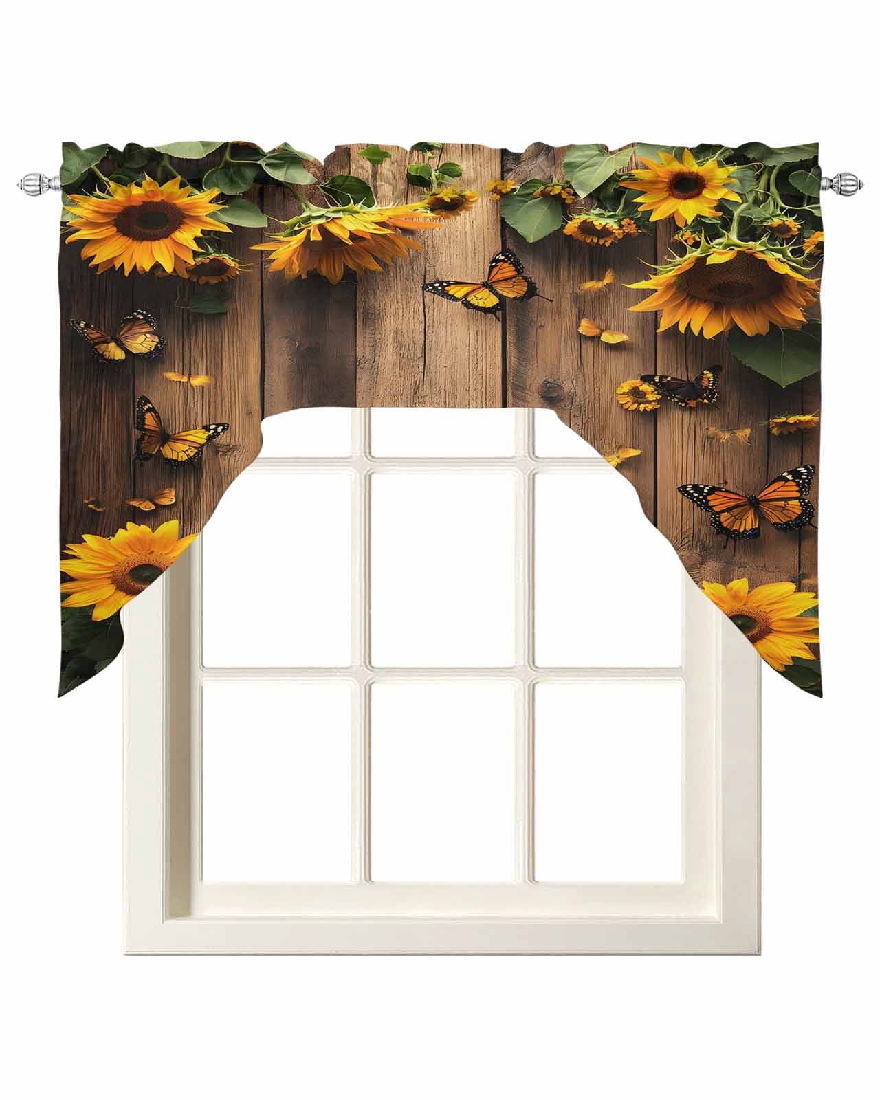 Yellow Sunflower Butterfly Kitchen Curtains Swag Valance for Windows ...