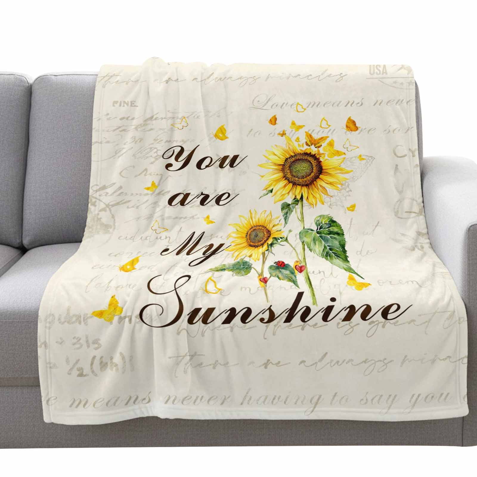 Yellow Sunflower Fleece Throw Blanket Lightweight You Are My Sunshine ...