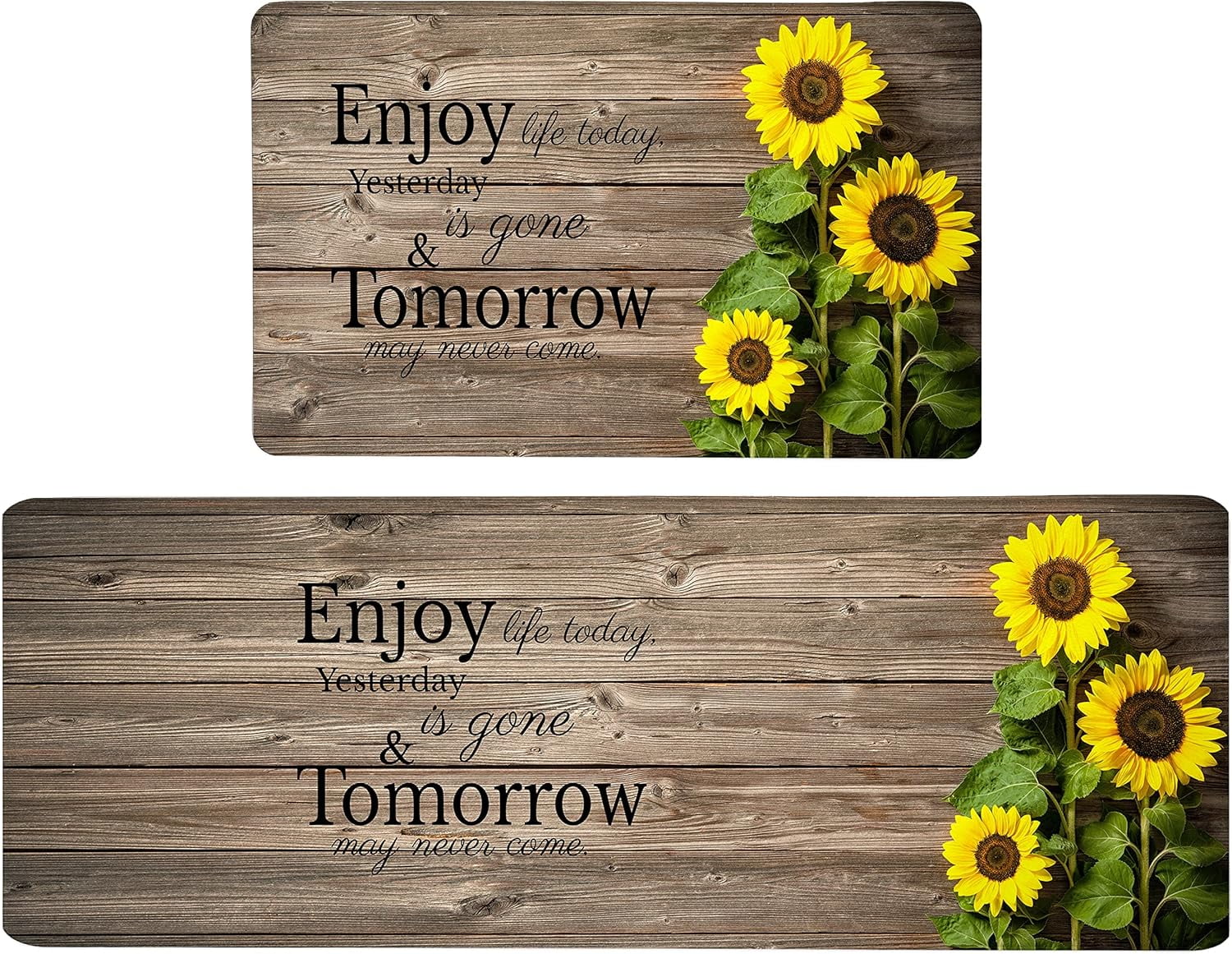 Yellow Sunflower Kitchen Rugs Farmhouse Kitchen Mats for Floor 2 Piece ...