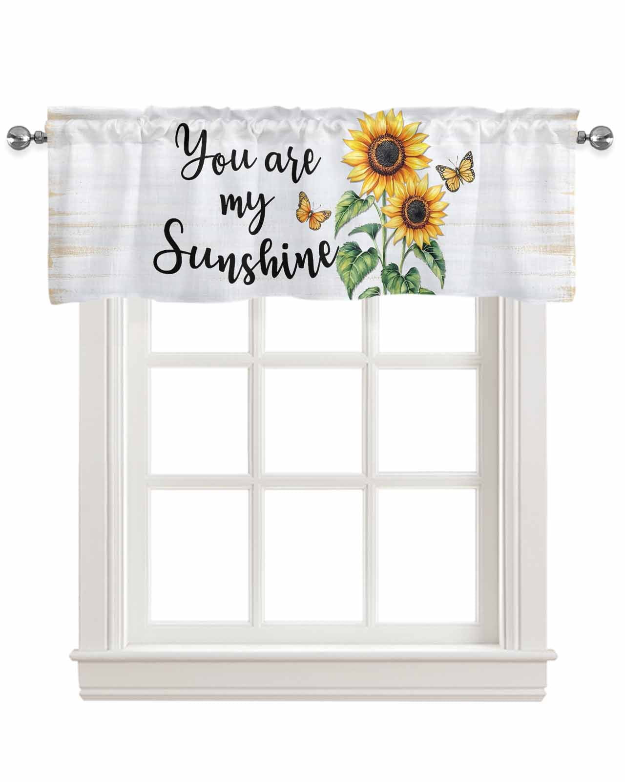Yellow Sunflower Kitchen Valances for Windows Farmhouse Linen Window ...