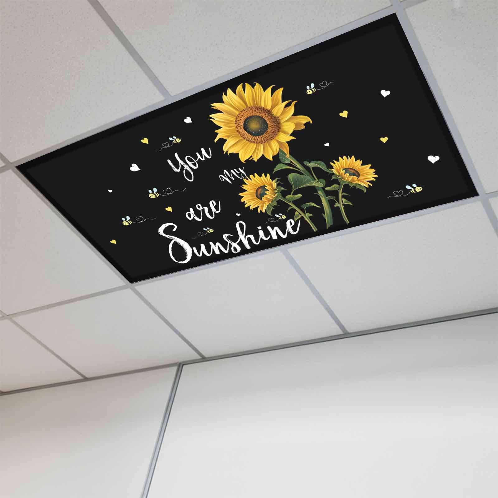 Yellow Sunflower Magnetic Fluorescent Light Covers for Ceiling Lights ...