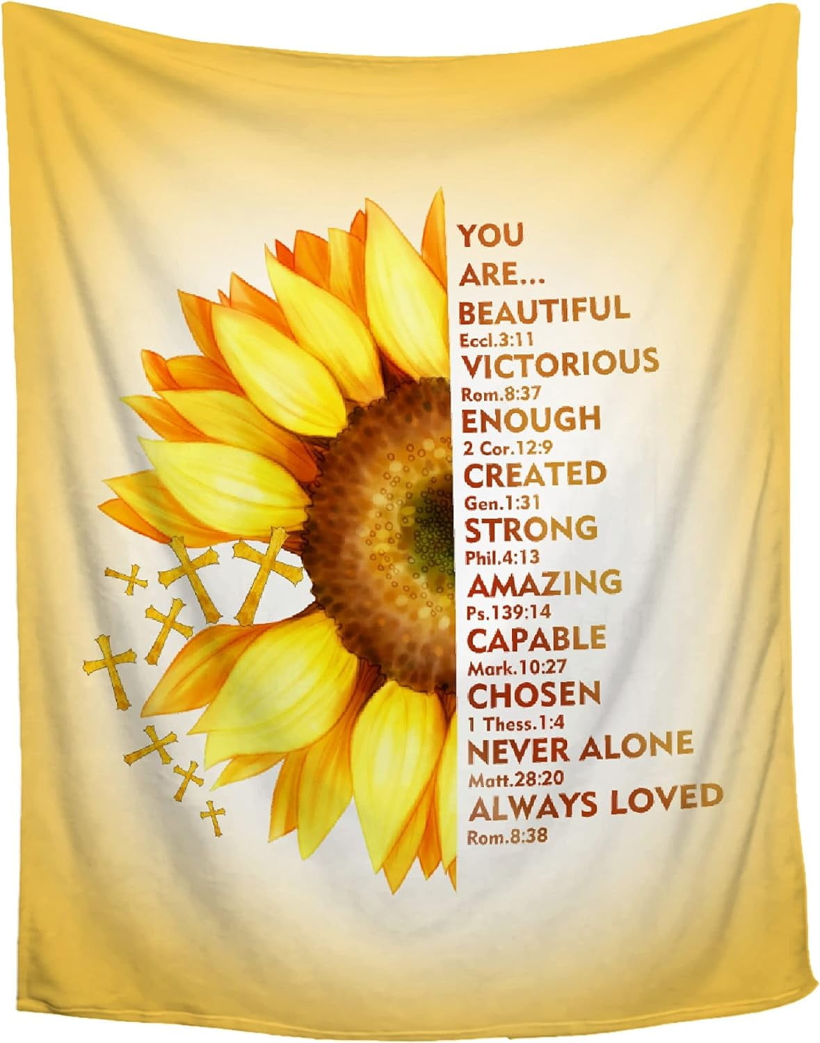 Yellow Sunflower Prayer Blanket Bible Verse Healing Inspirational ...