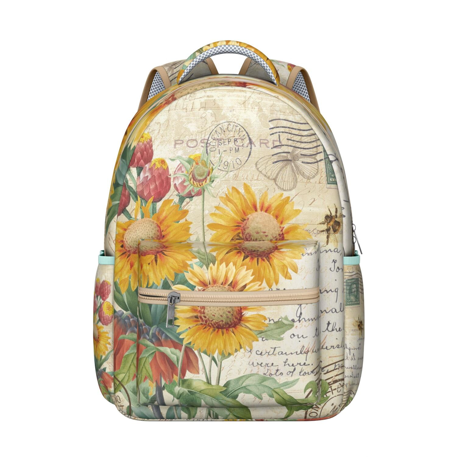 Yellow Sunflower Students Backpack Comfortable, Lightweight School Bag ...