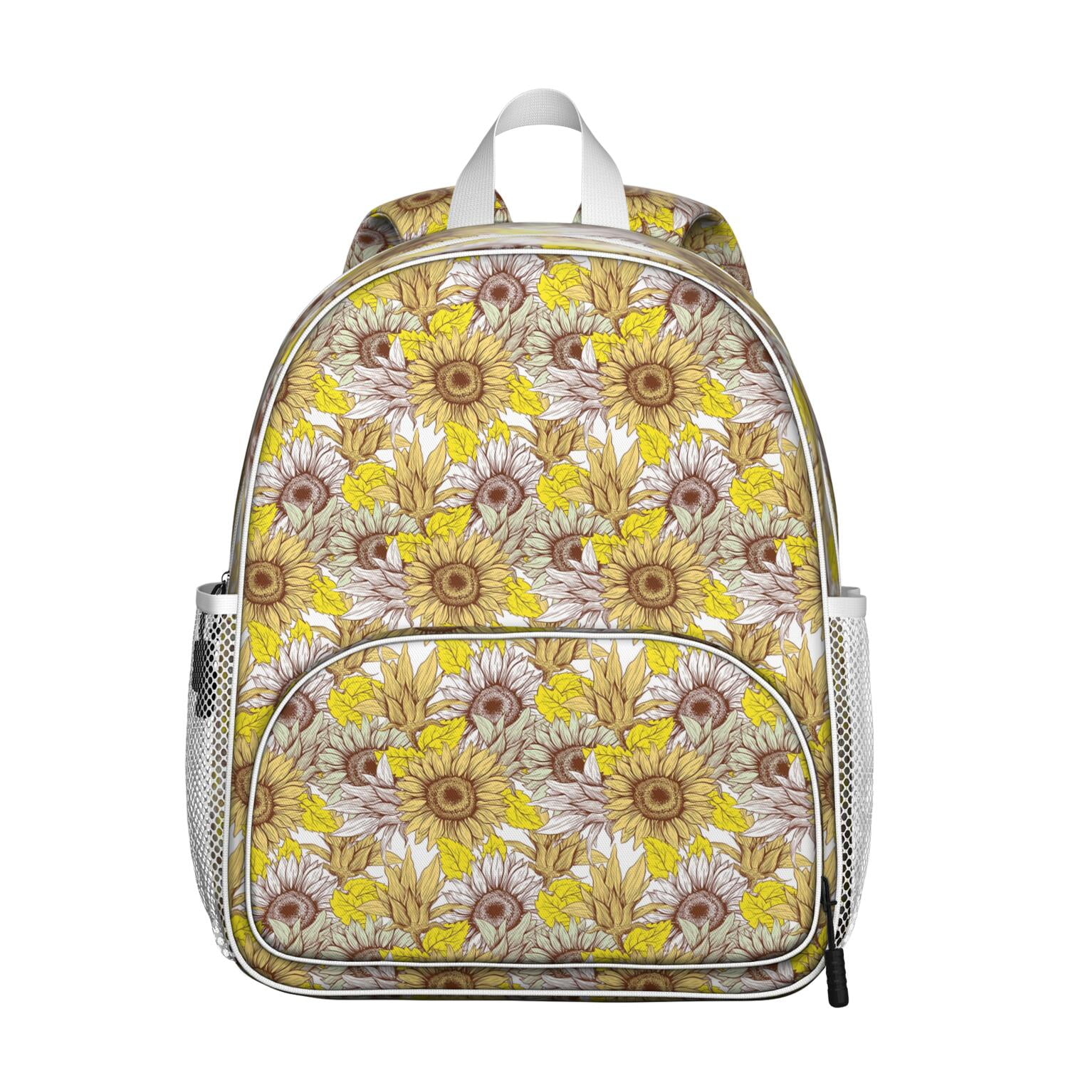 Yellow Sunflower Students Backpack - Cute Boho Floral and Bee Artwork ...