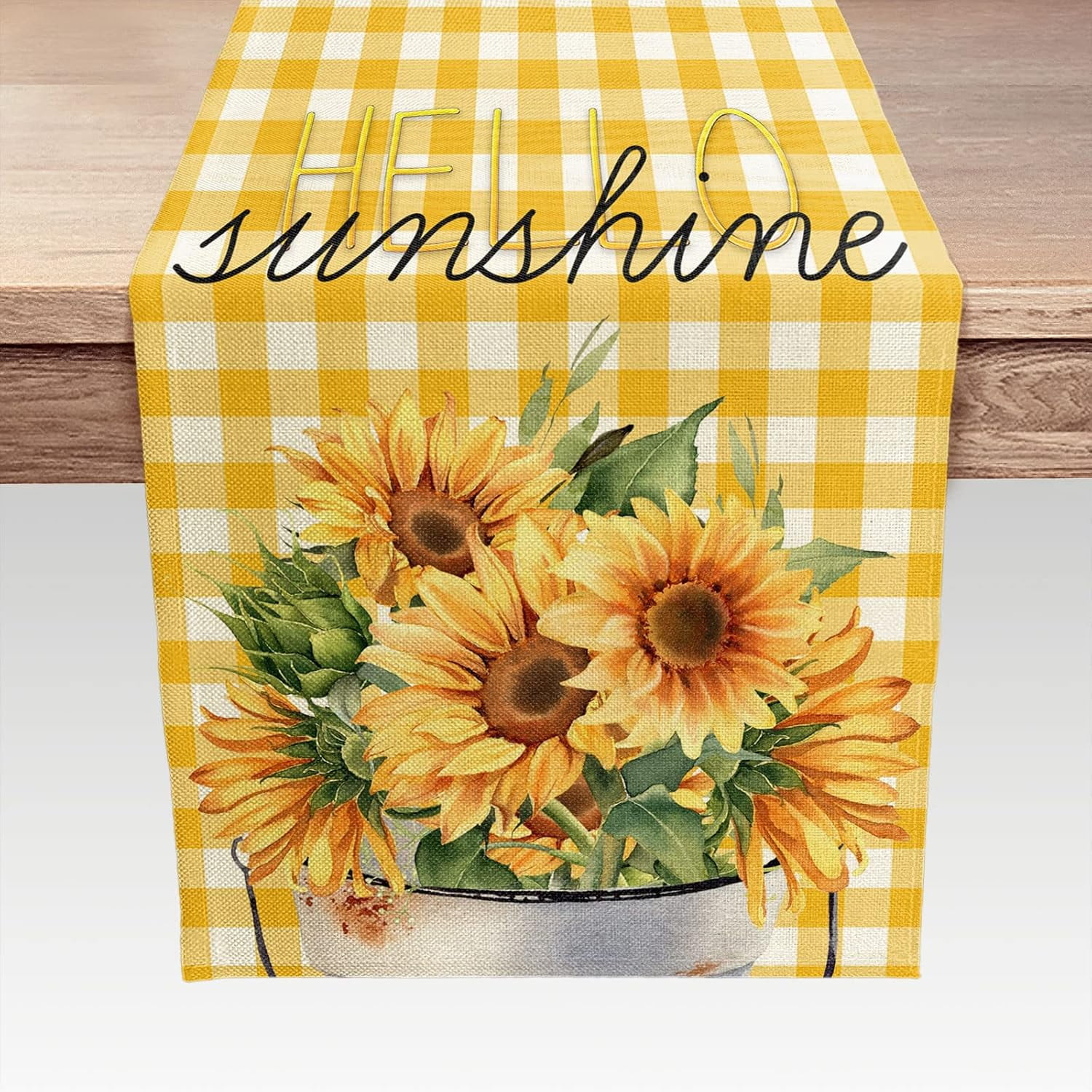Yellow Sunflower Table Runners, Spring Summer Seasonal Hello Sunshine ...