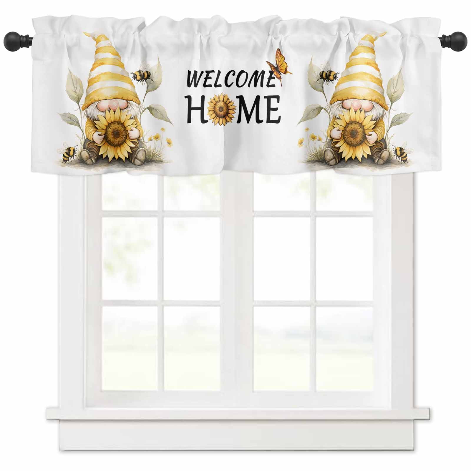 Yellow Sunflower Valances for Windows Farmhouse Kitchen Curtains ...