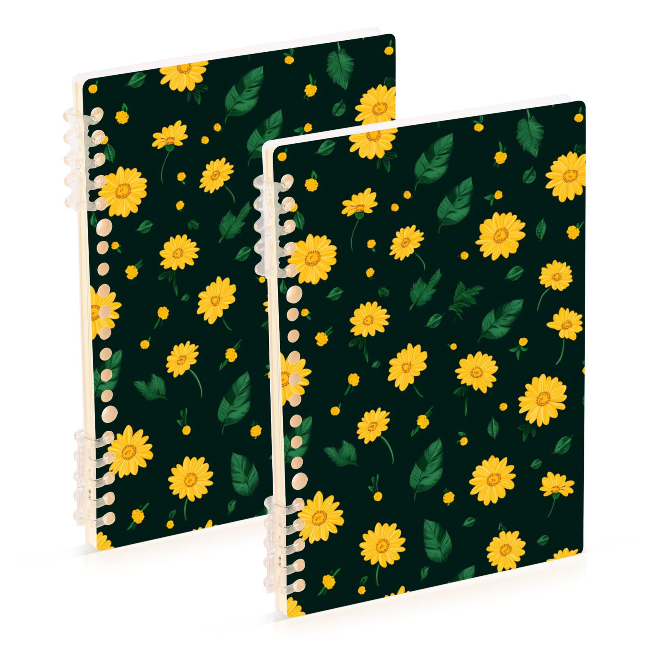 Yellow Sunflower on Dark Lined Spiral Journal Notebook 60 Pages A5 ...