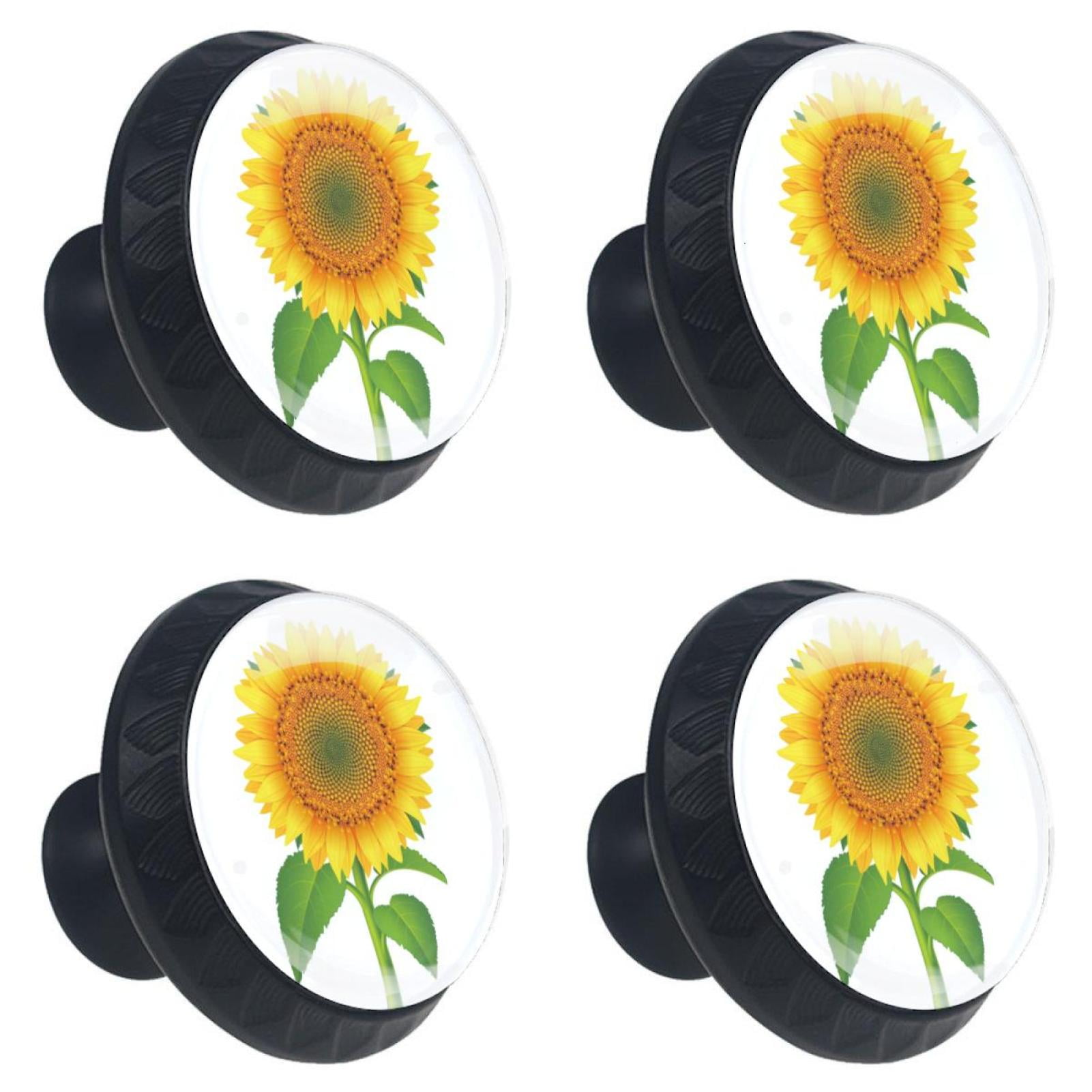 Yellow Sunflower with Pedicle Set of 4 DIY Handle Wardrobe Kitchen Cabinet Door Knobs - Walmart.com