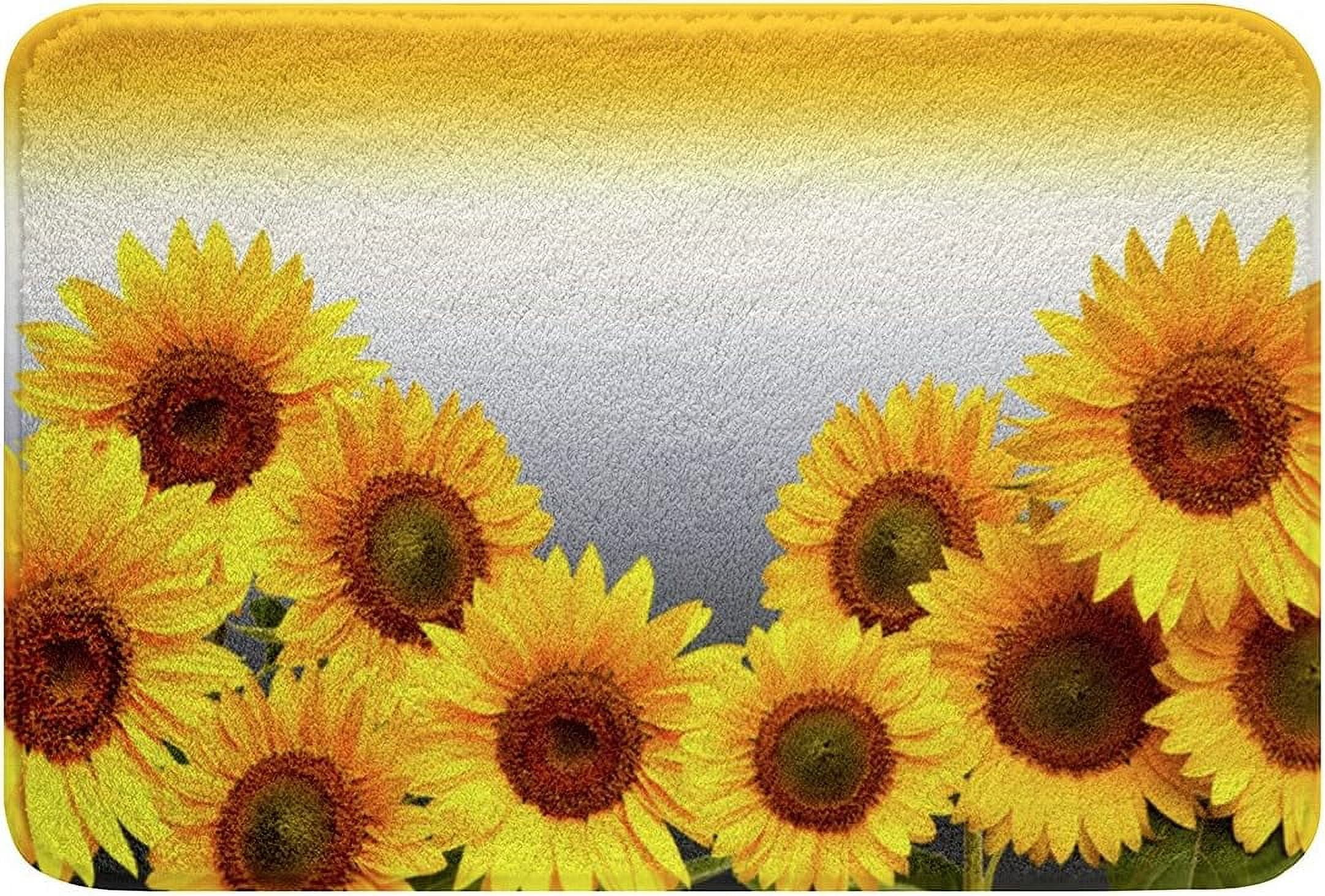 Yellow Sunflowers Bathroon Rug Mat Fleece 16"x24",Natural Farmhouse ...