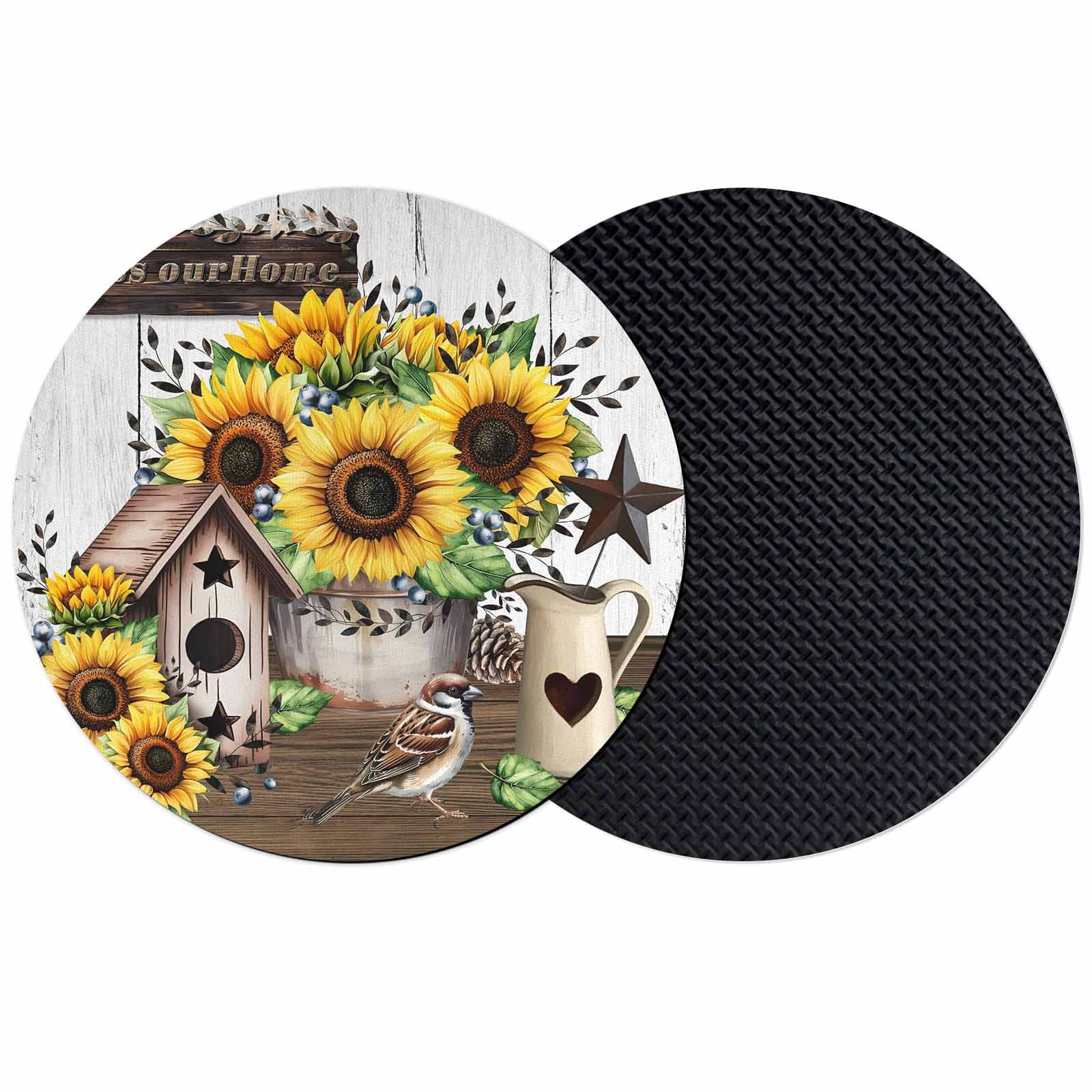 Yellow Sunflowers Coasters Set of 2, Absorbent Coasters for Drinks ...