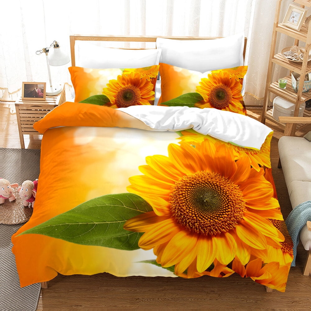 Yellow Sunflowers Comforter Cover Set Cute Sunflower Bedding Set Kids ...