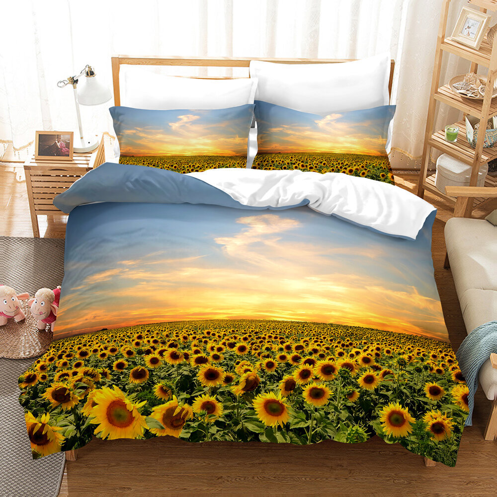 Yellow Sunflowers Comforter Cover Set Cute Sunflower Bedding Set Kids ...
