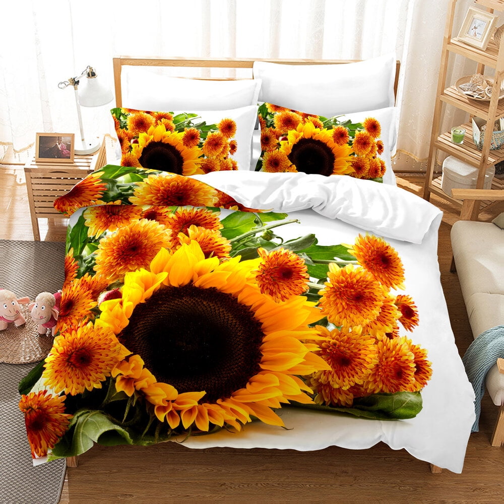 Yellow Sunflowers Comforter Cover Set Cute Sunflower Bedding Set Kids ...