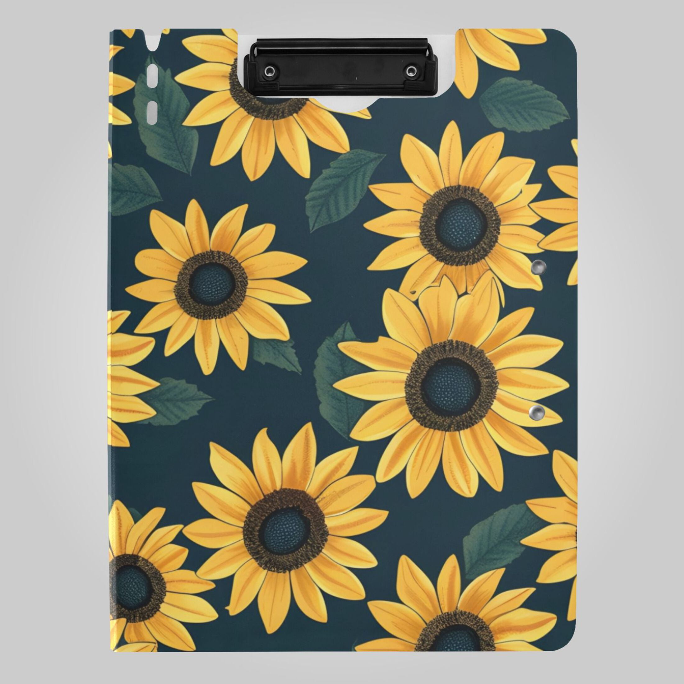 Yellow Sunflowers Green Leaves Foldable Binder Folder Clipboard with ...