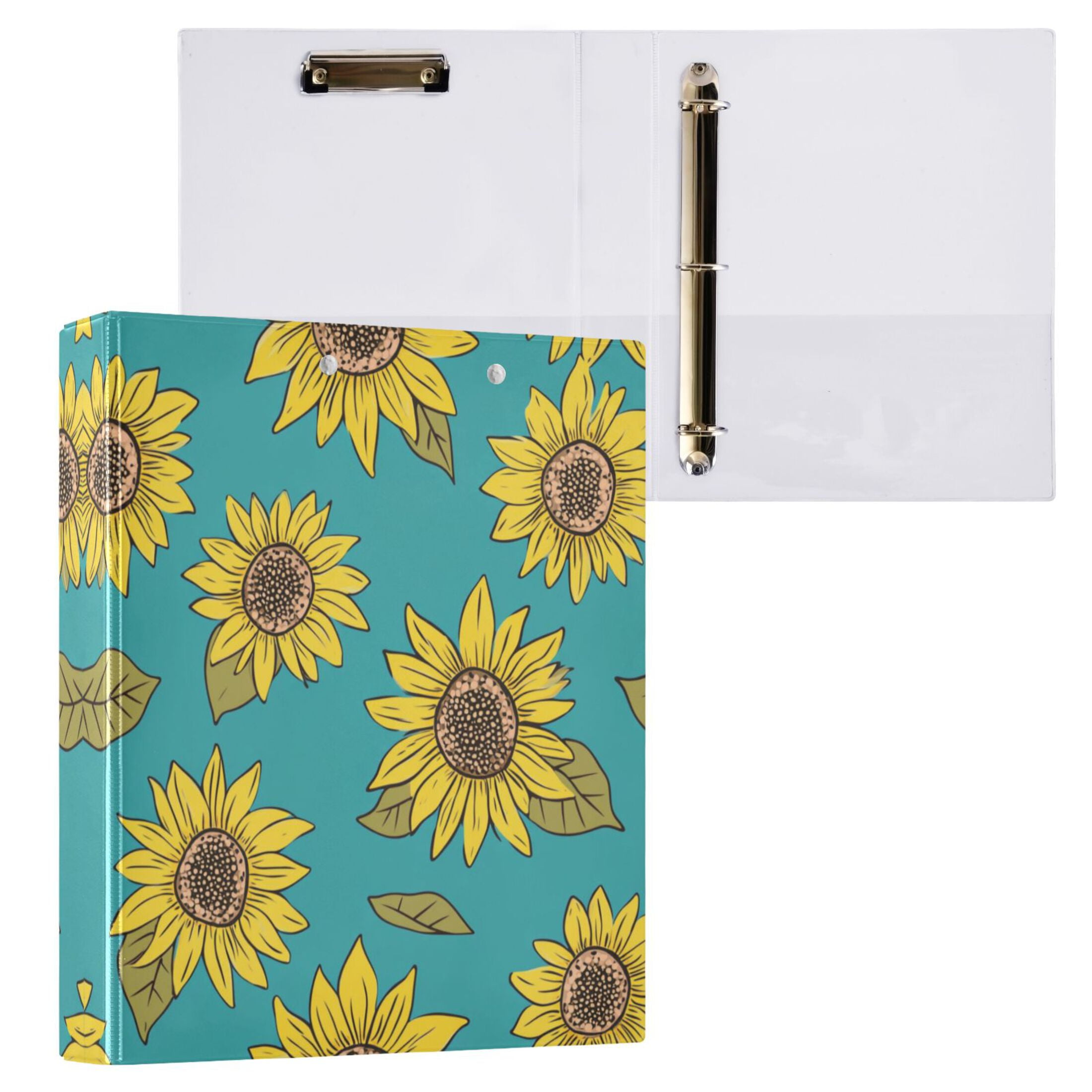 Yellow Sunflowers Pattern 3 Ring Hardcover Binders 1.5in Round Rings ...