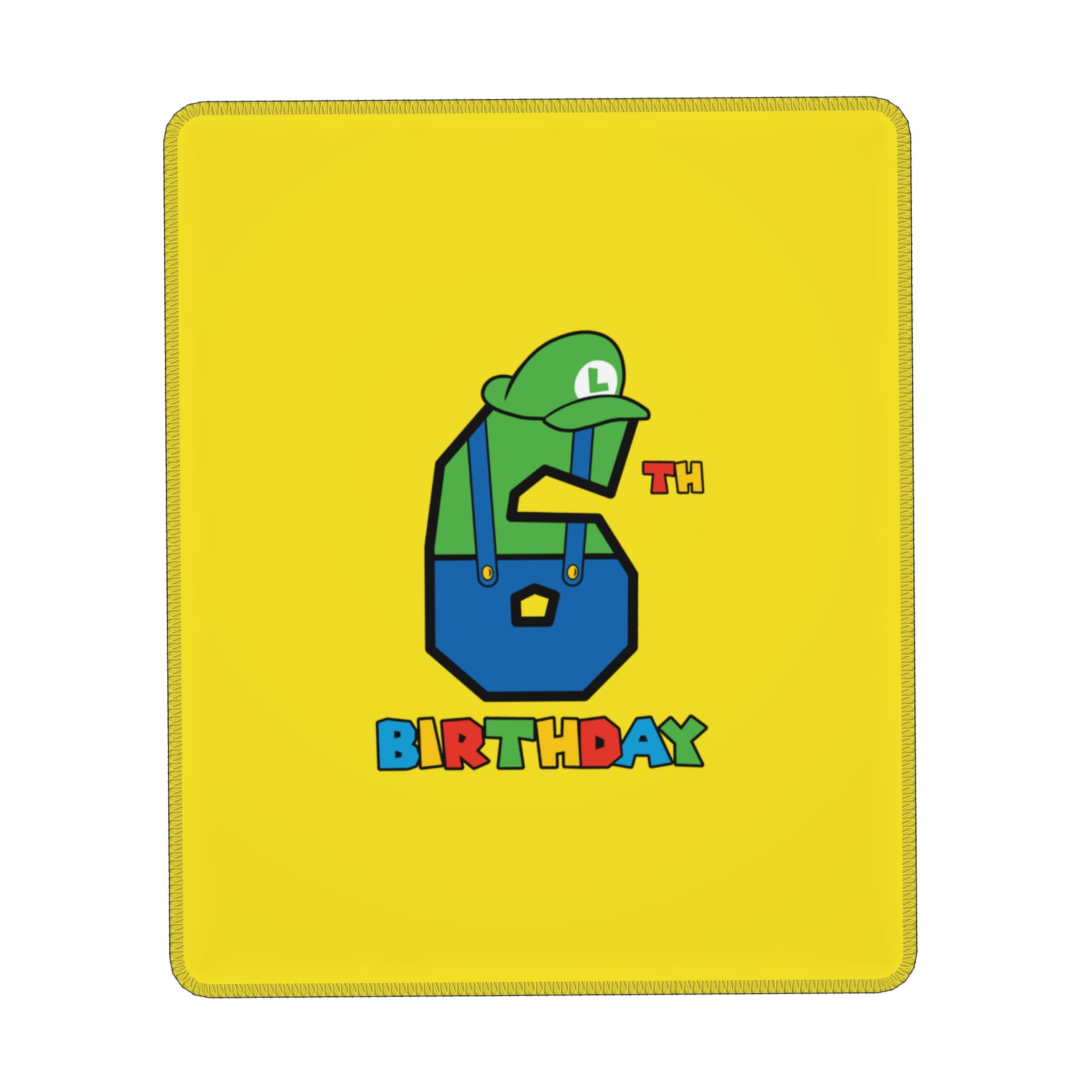 Yellow Super Luigi Birthday Boys 6th Rubber Lock Edge Mouse Pad ...