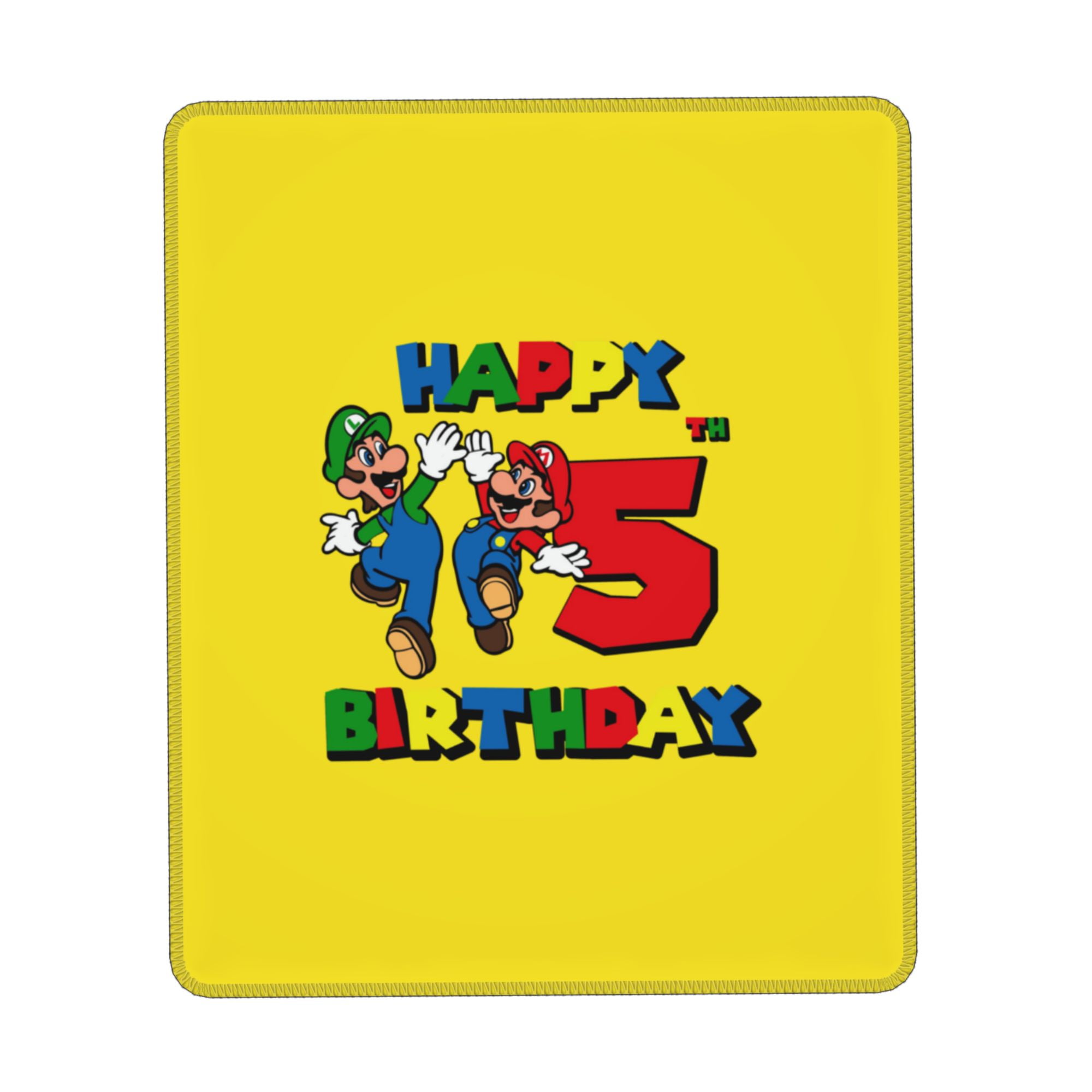Yellow Super Mario Happy Birthday 5th Rubber Lock Edge Mouse Pad ...