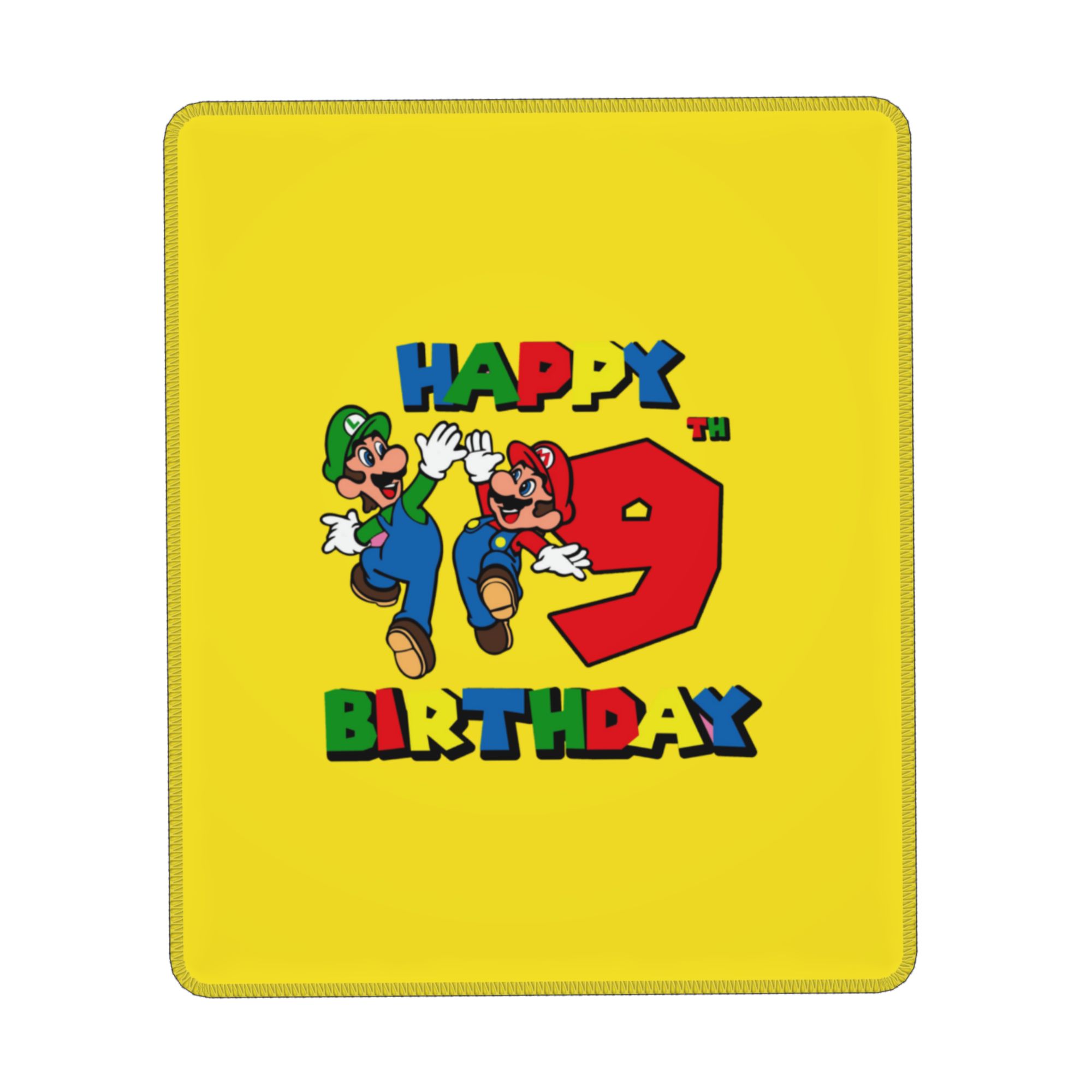 Yellow Super Mario Happy Birthday 9th Rubber Lock Edge Mouse Pad ...