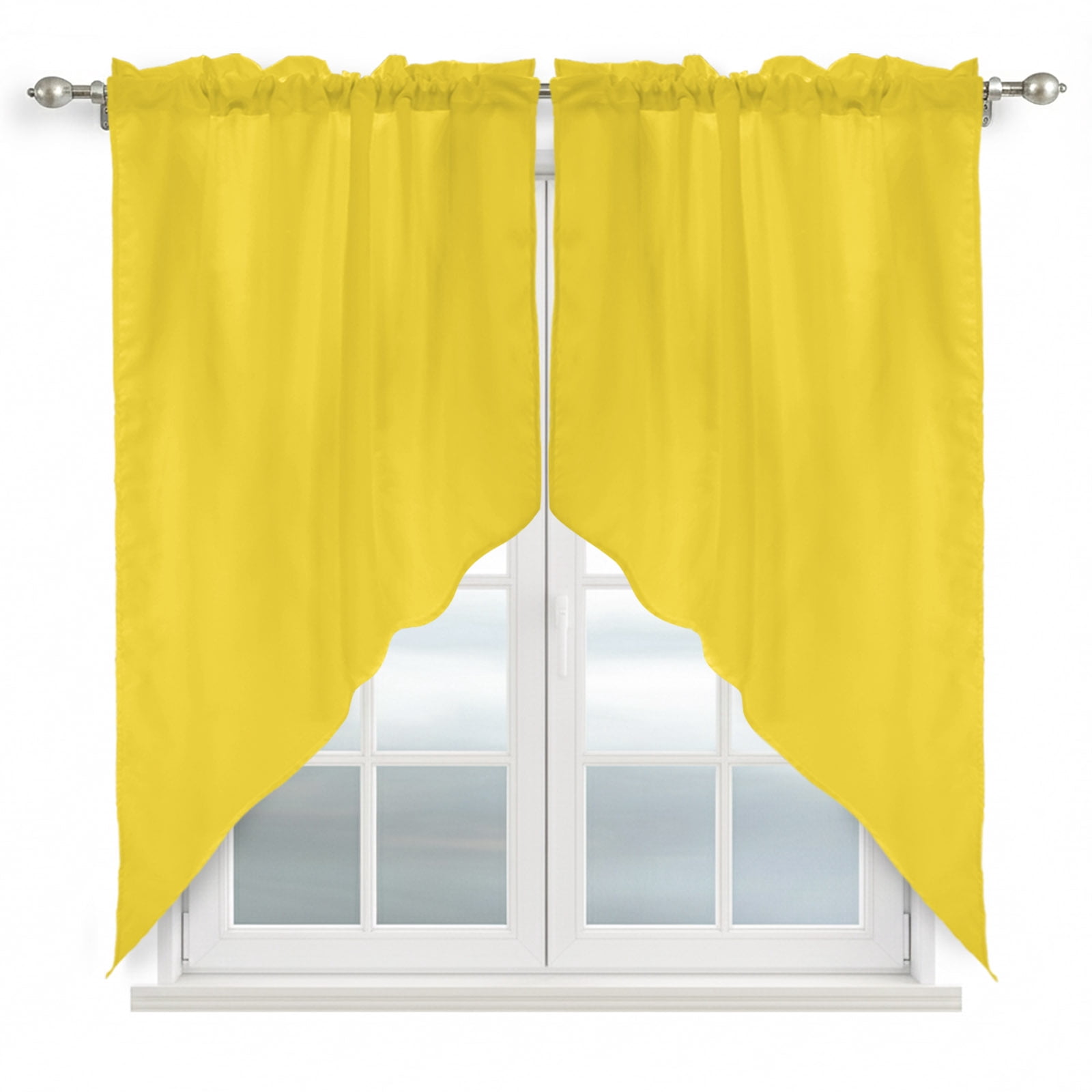 Yellow Swag Curtain Valance for Small Windows, Solid Color Window ...