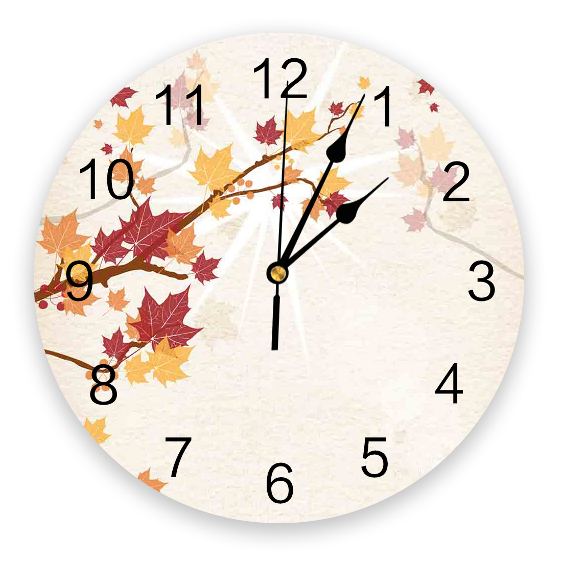 Yellow Syre Leaves PVC Wall Clock Living Room ration Wall Clock Modern ...