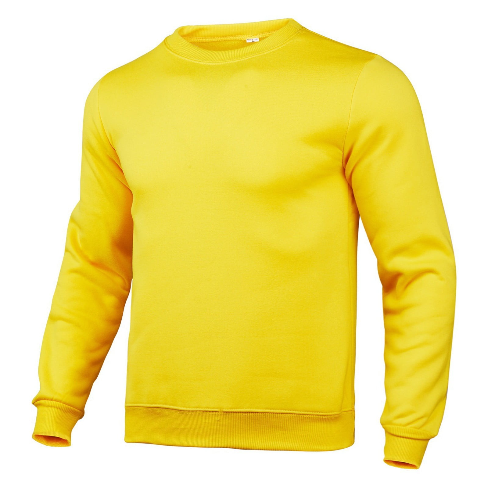 Yellow T Shirts Men's Casual Sweatshirt O Neck Tops Solid Color ...