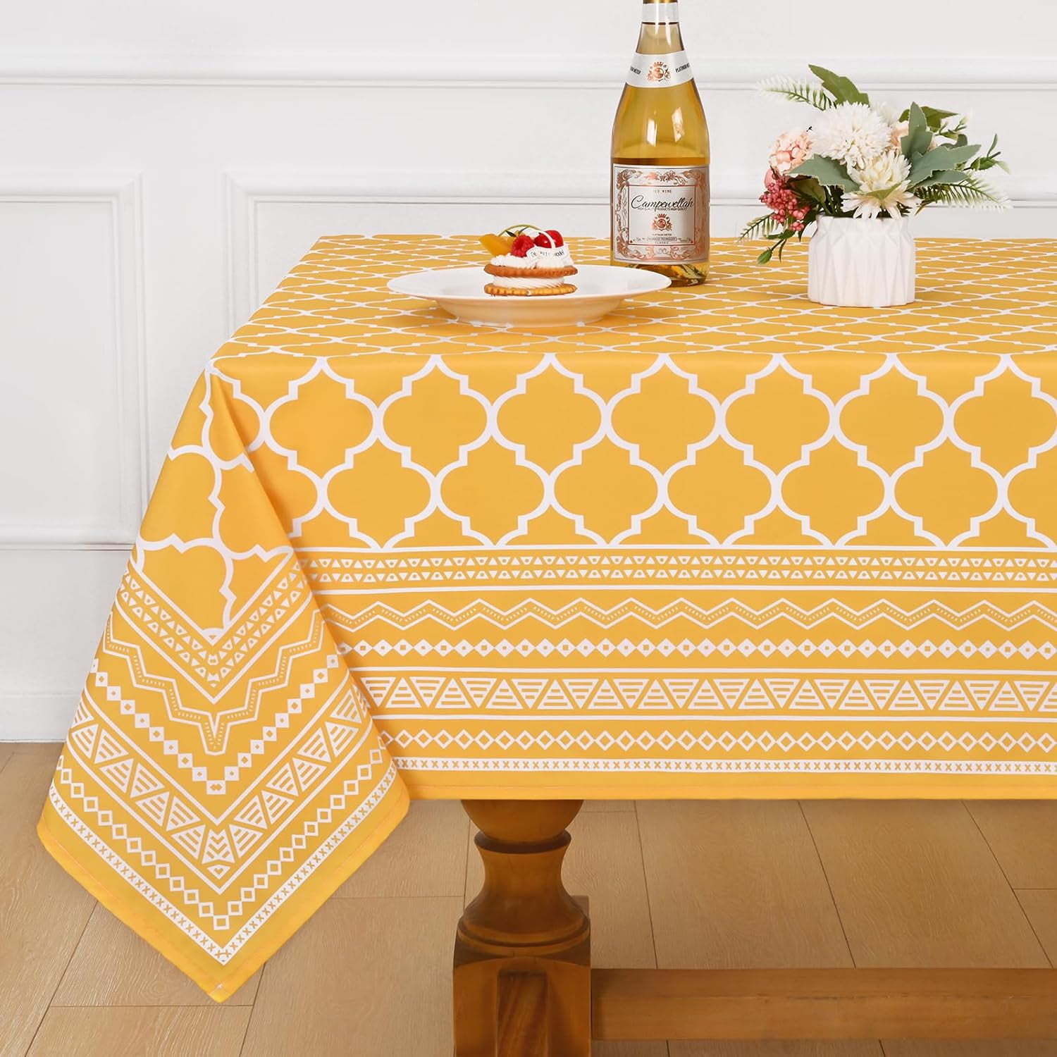 Yellow Table Cloth Rectangle Table, Waterproof Outdoor Tablecloth ...