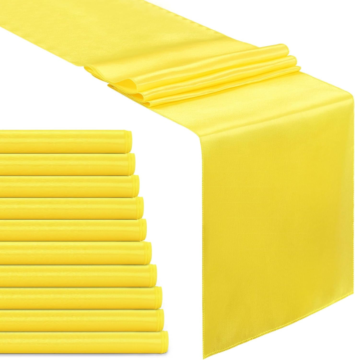 Yellow Table Runner 10 Packs Satin Table Runners Reception Table ...