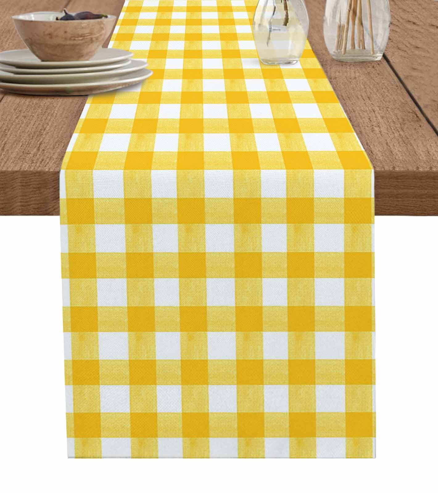 Yellow Table Runners 90 Inches Long, Cotton Linen Fabric Table Runner ...