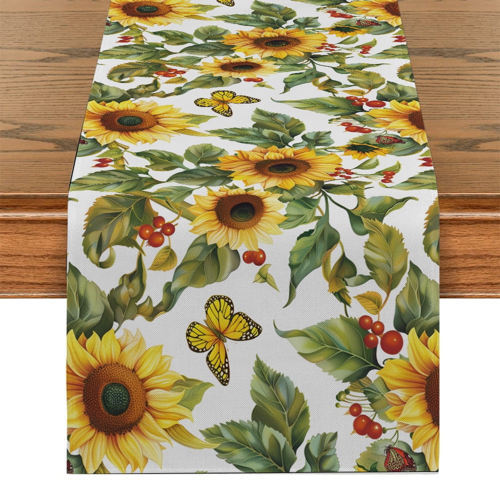 Yellow Table Runners for Dining Table Accessories Sunflower ration ...