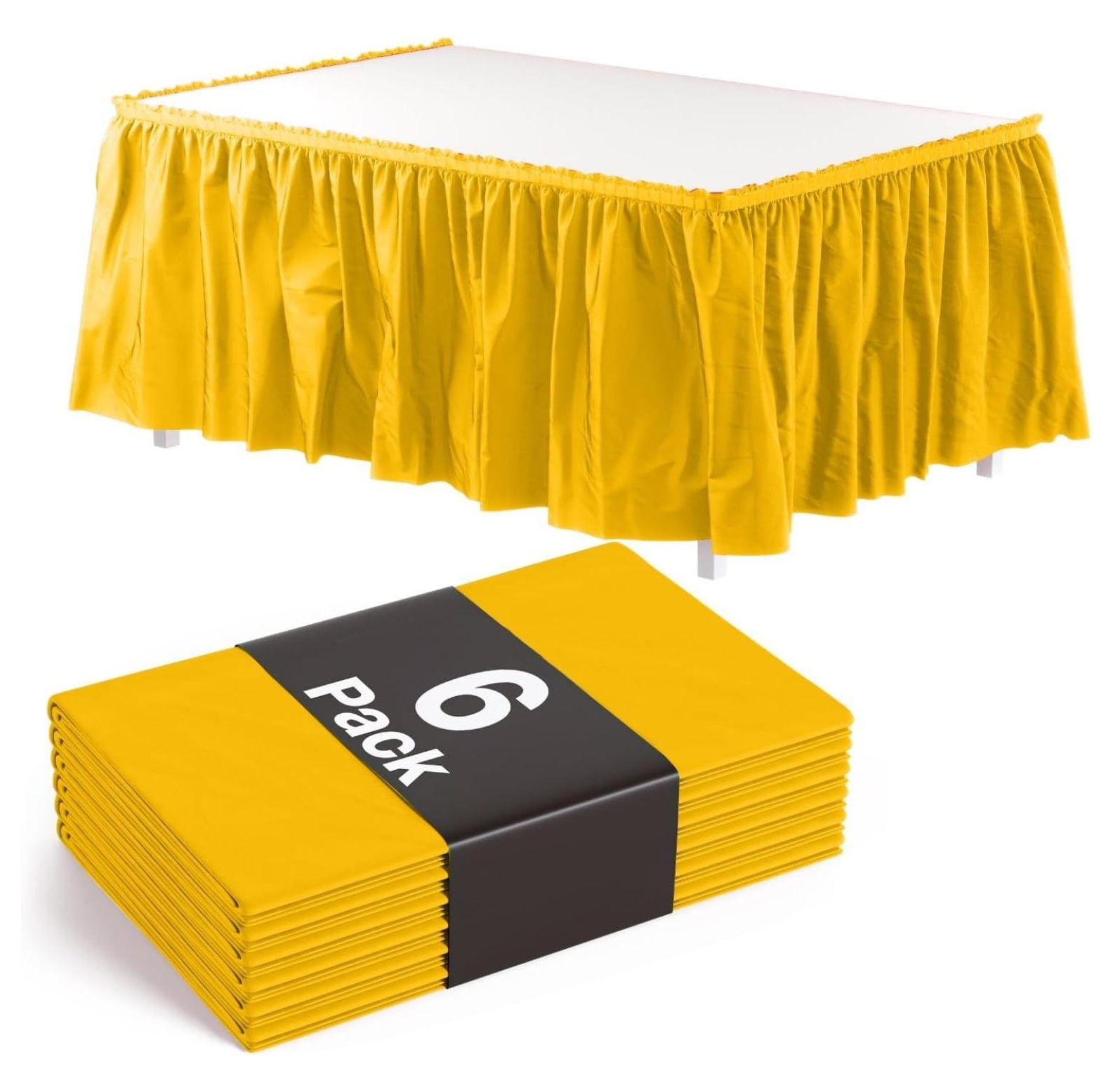 Yellow Table Skirt 6 Pack 29" X 14' Disposable Plastic Table Skirts for ...