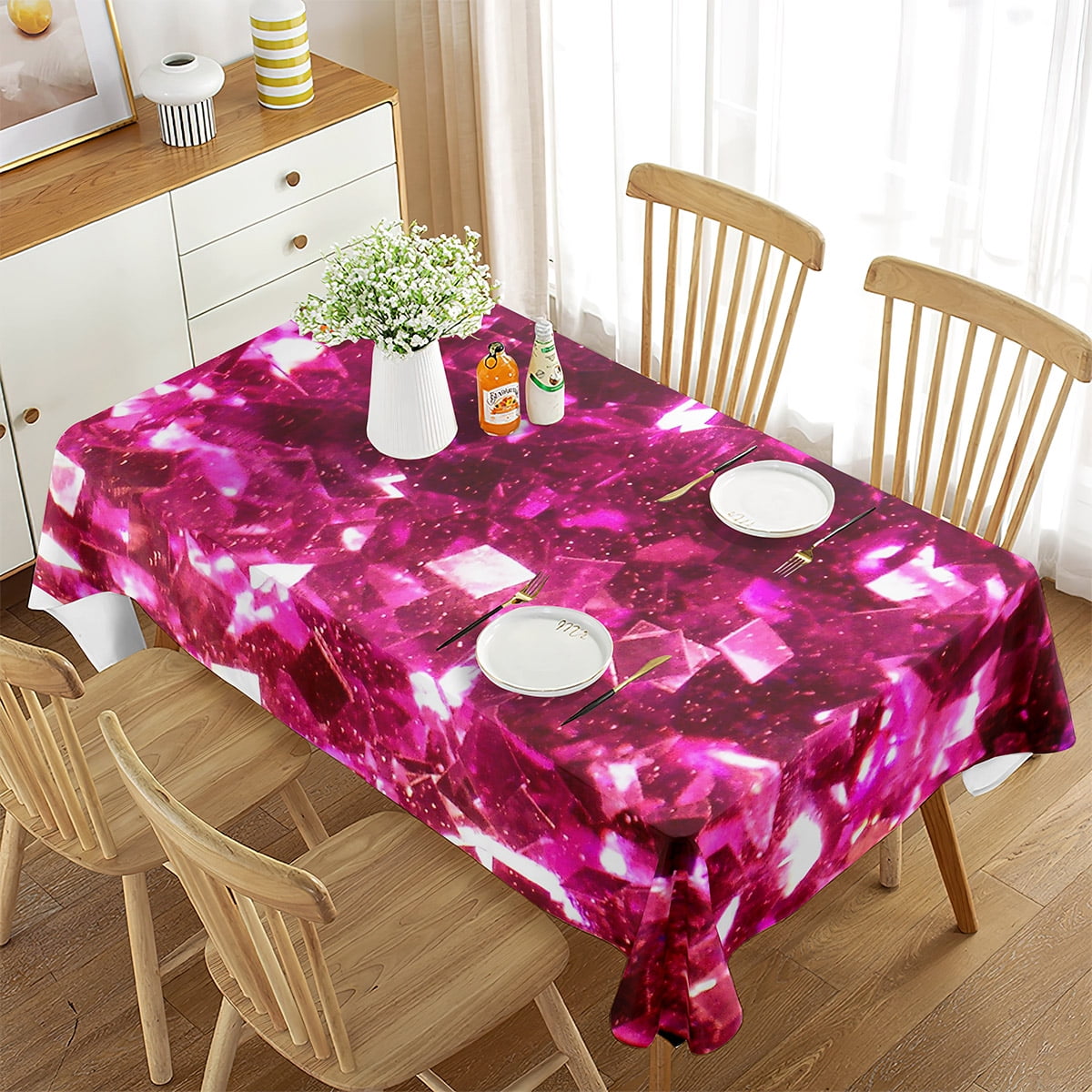 Yellow Tablecloth Romantic Hard St Rectangle Table Cover for Living ...