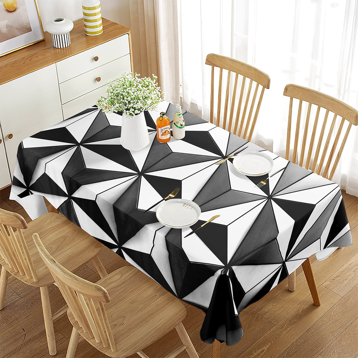 Yellow Tablecloth Romantic Hard St Rectangle Table Cover for Living ...