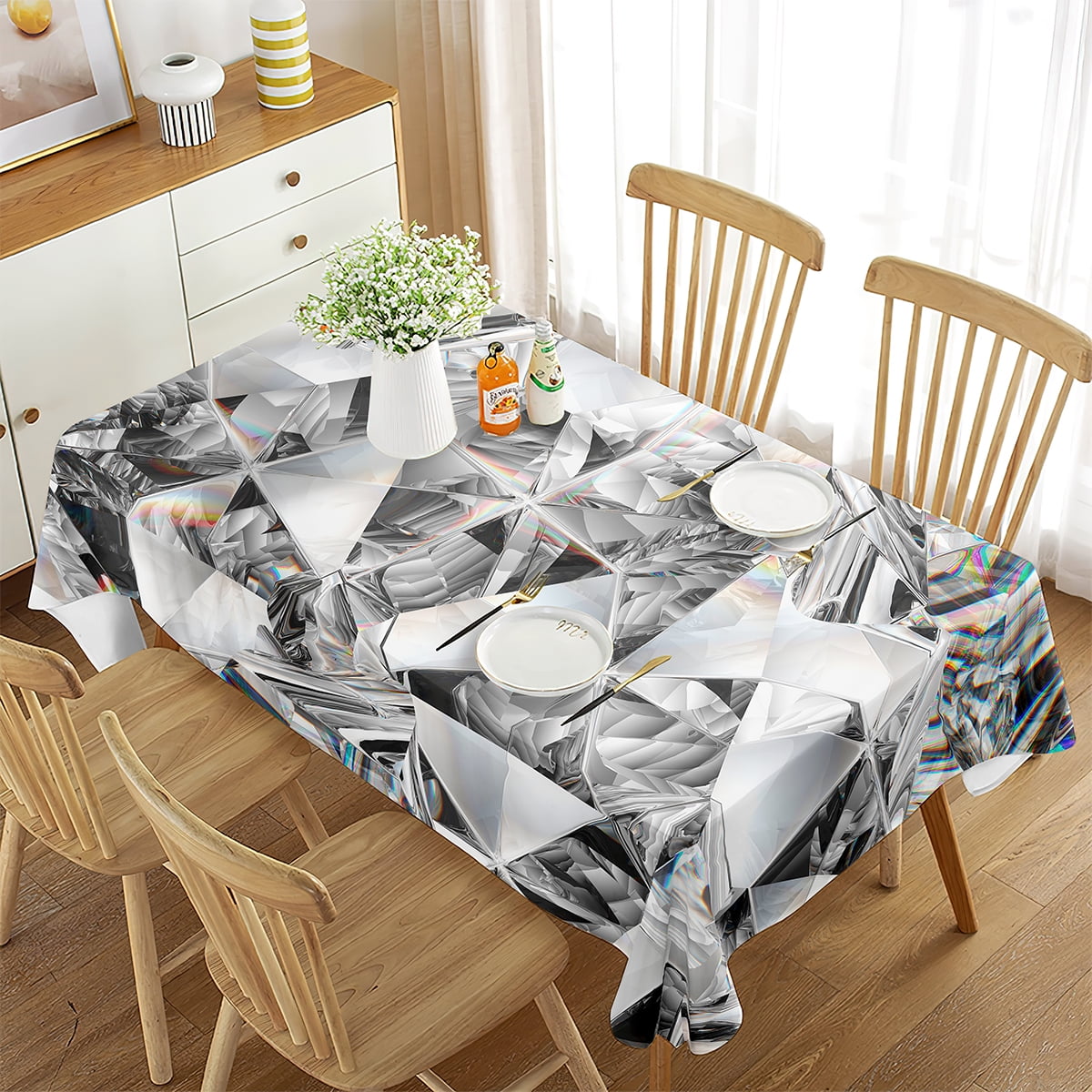 Yellow Tablecloth Romantic Hard St Rectangle Table Cover for Living ...