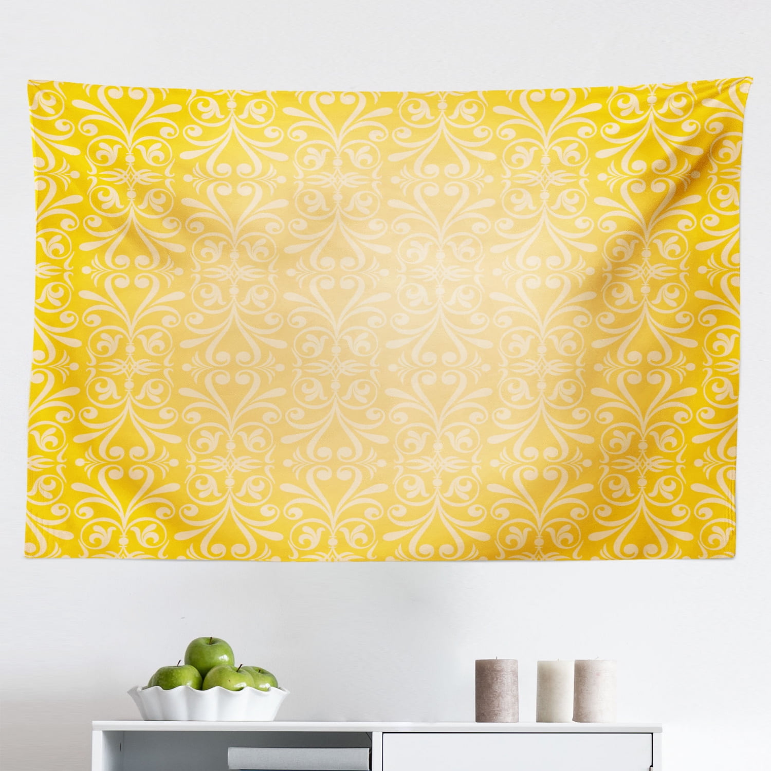 Yellow Tapestry, Abstract Triangle Geometrical Shaded Patterns with ...