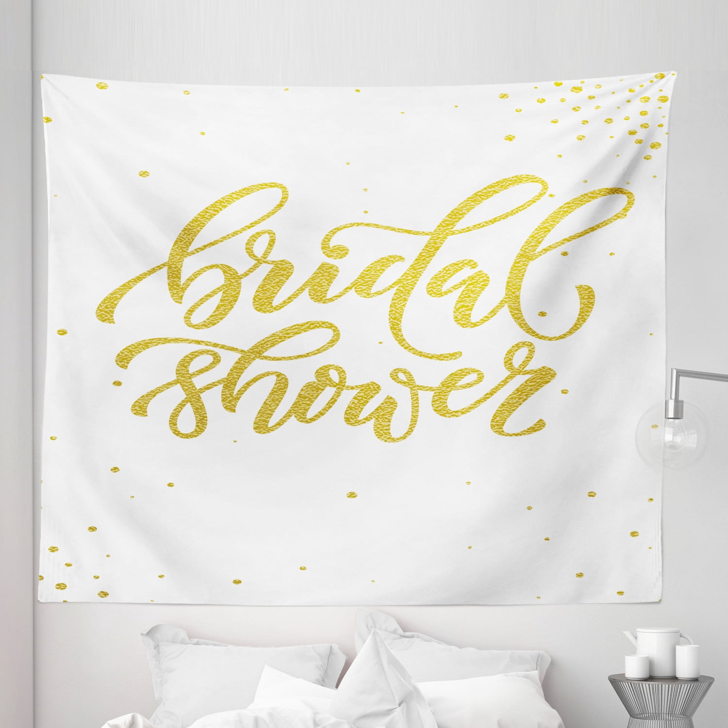 Yellow Tapestry, Hand Written Sketch Design Ivy Lettering Bride Party ...