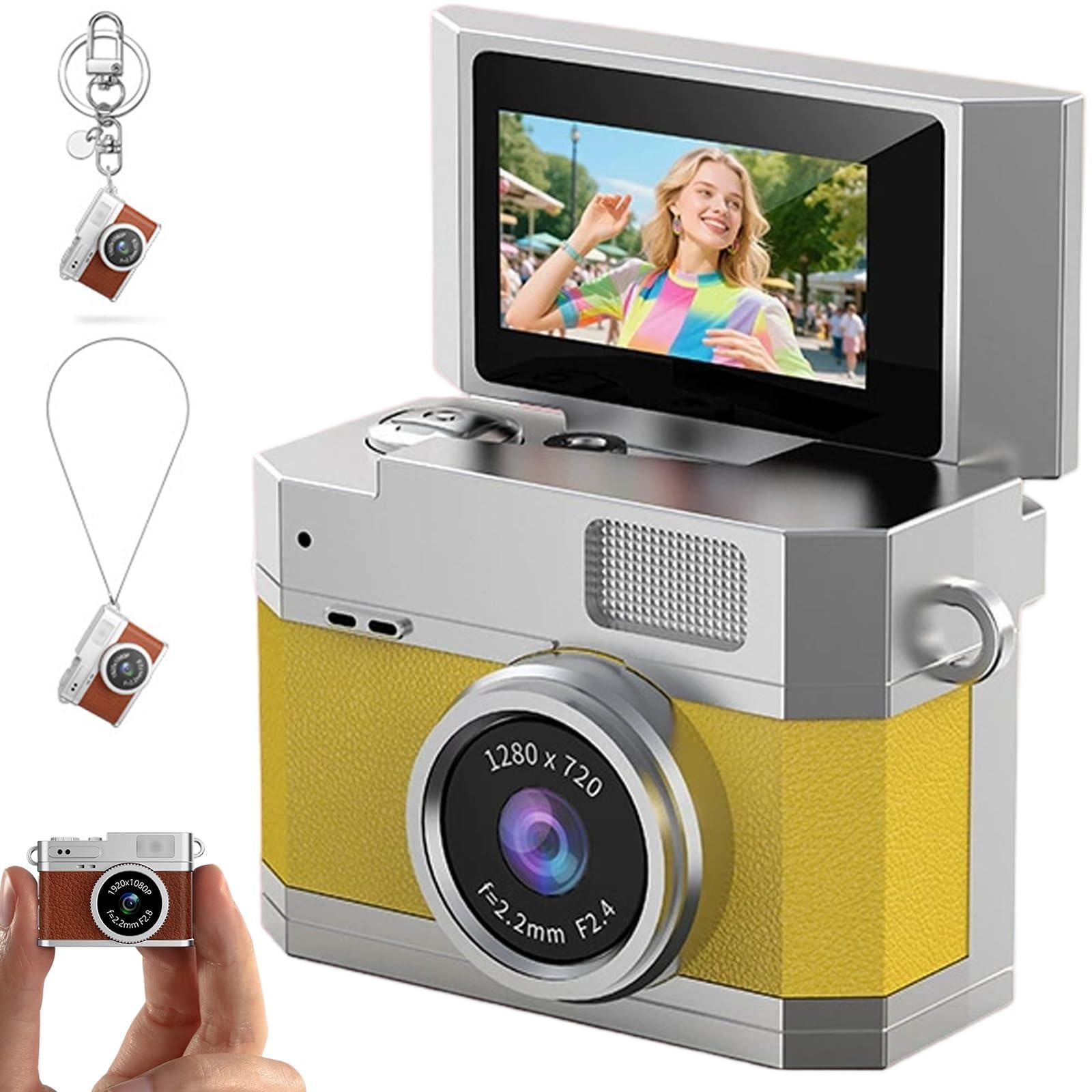 Yellow Thumb Sized Flip Screen Camera - Digital Retro CCD High ...