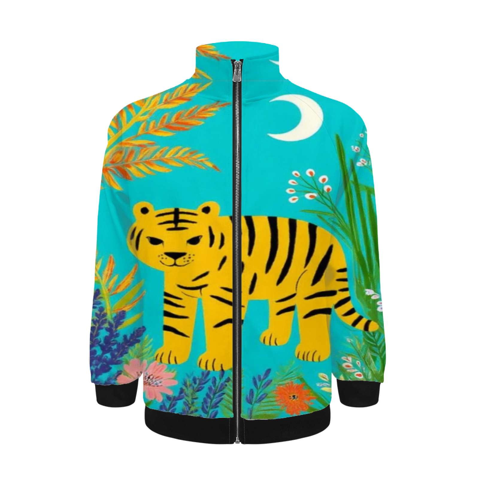Yellow Tiger Moonlit Jungle Scene Jacket Men's Street Cool Long Sleeves ...