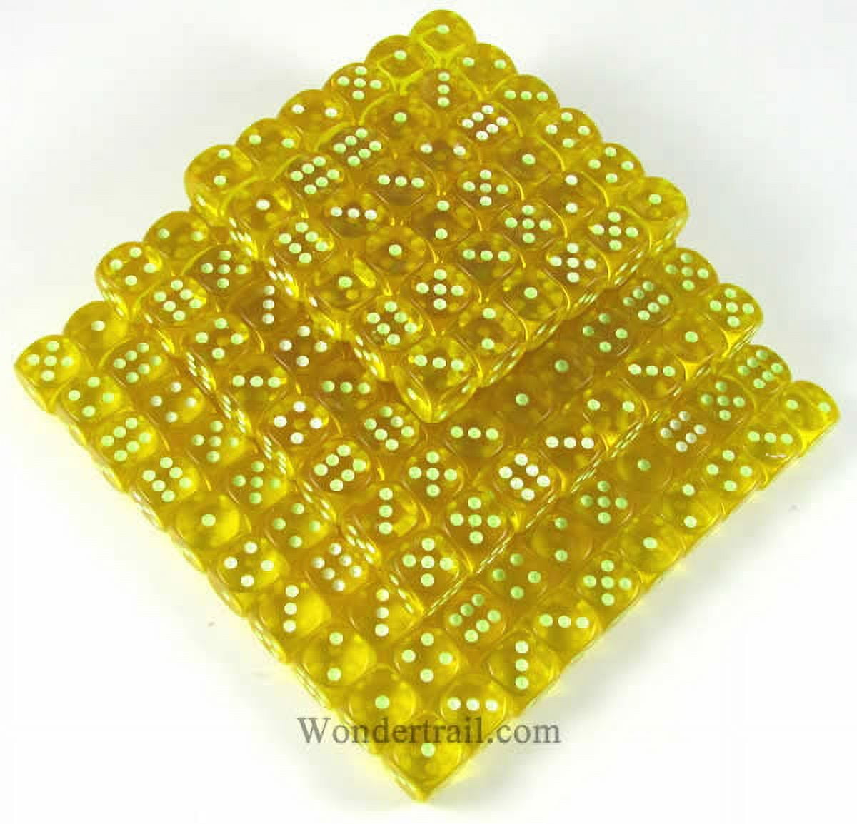 Yellow Transparent Dice with Glow in the Dark Pips D6 16mm (5/8in) Bulk ...
