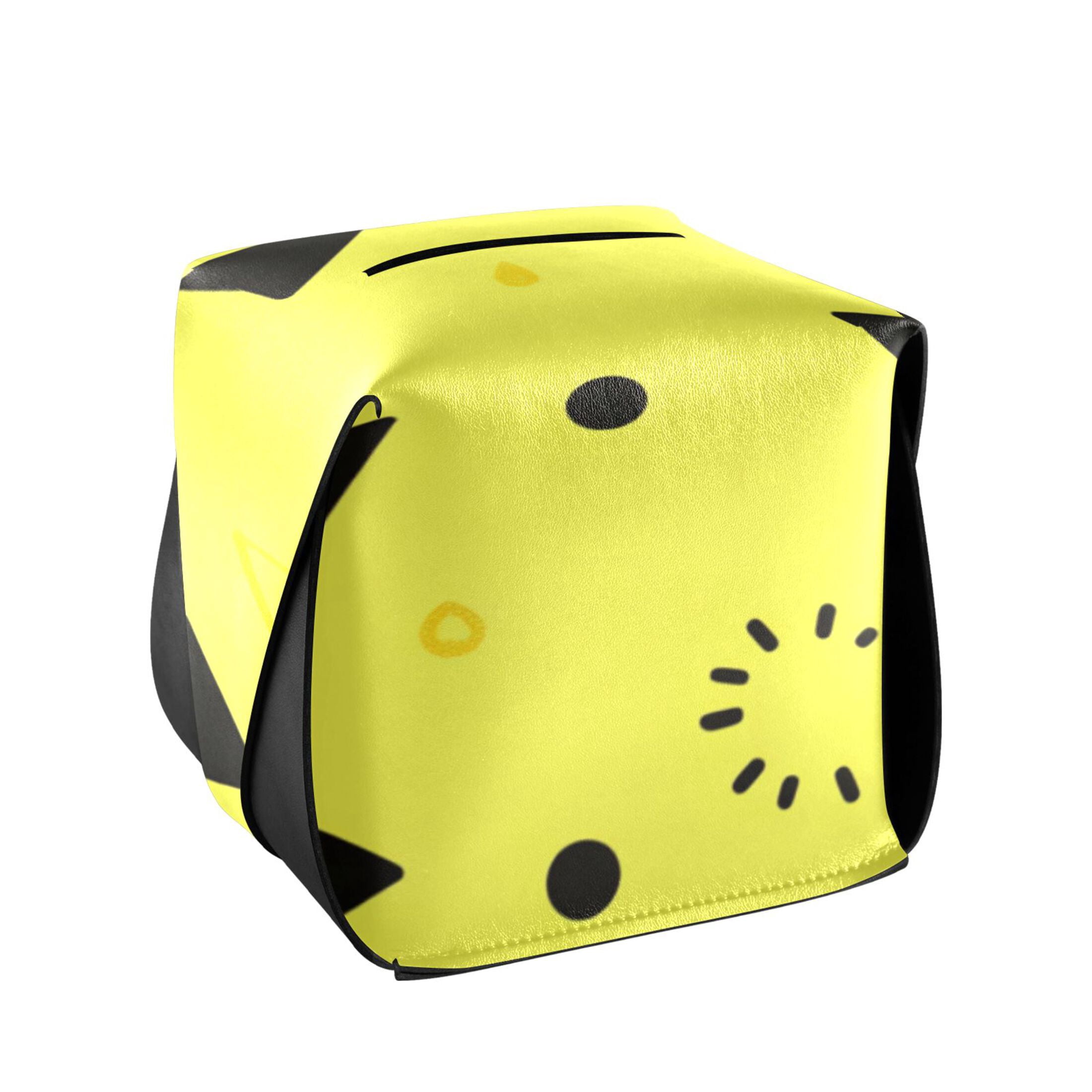 Yellow Triangle Dots 5.7in Leather Tissue Box Cover Square PVC Handmade ...